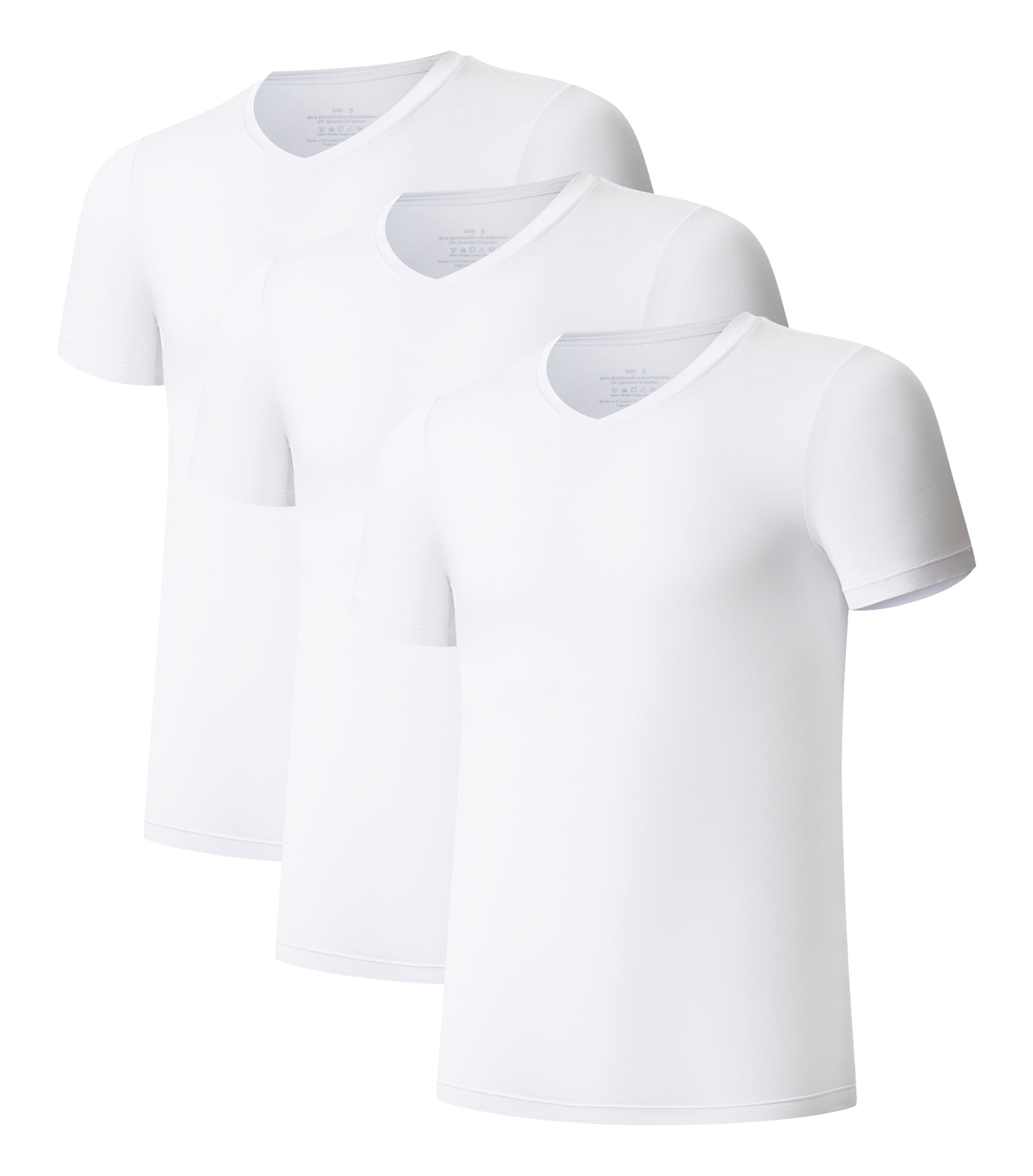 ANLIQI Men's Undershirt Bamboo Rayon V-Neck T-Shirts Short Sleeve ...
