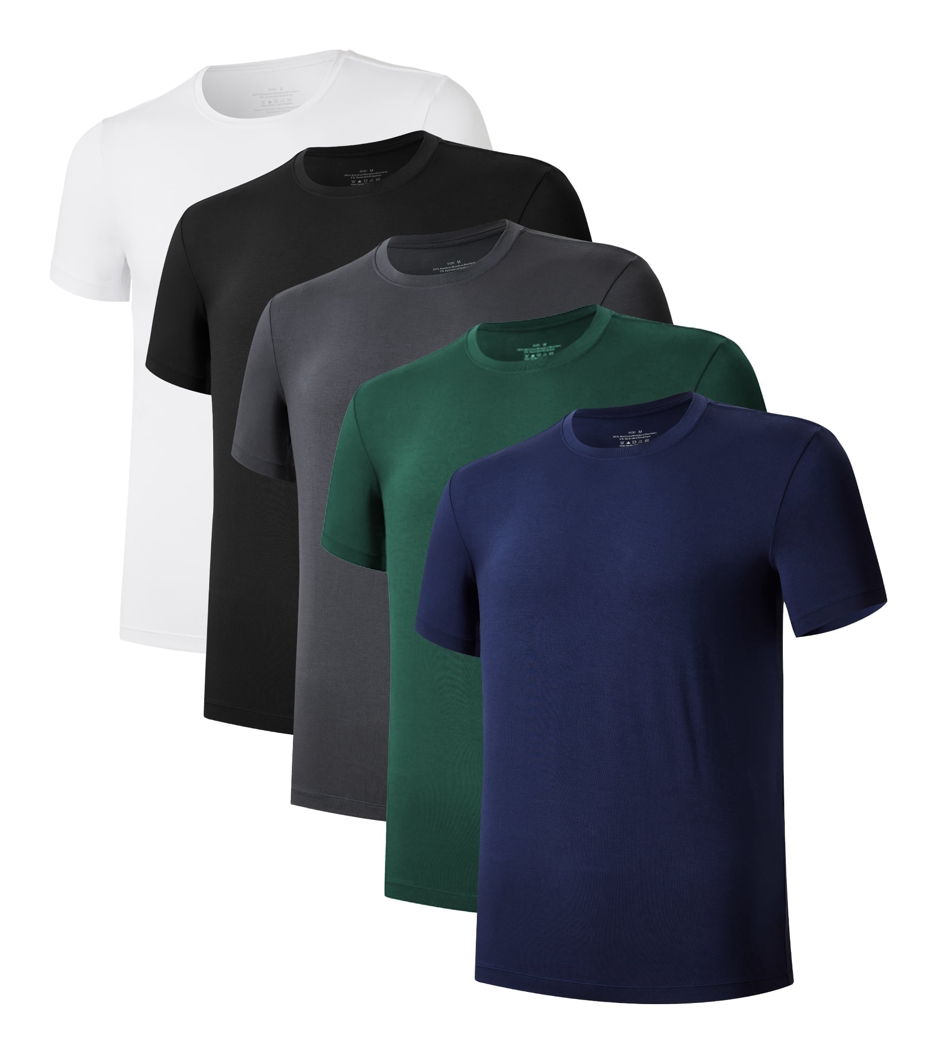 ANLIQI Men's Bamboo Rayon Undershirts Short Sleeve Crewneck Moisture ...
