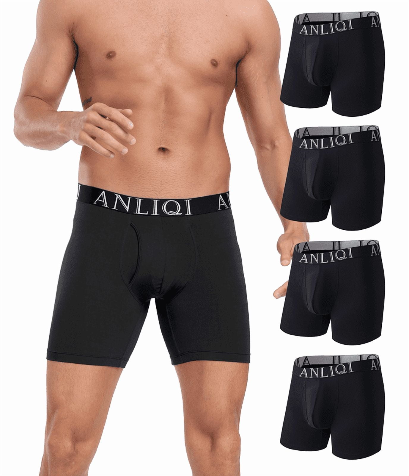 ANLIQI Mens Underwear Bamboo Rayon Boxer Briefs Breathable Underwear ...
