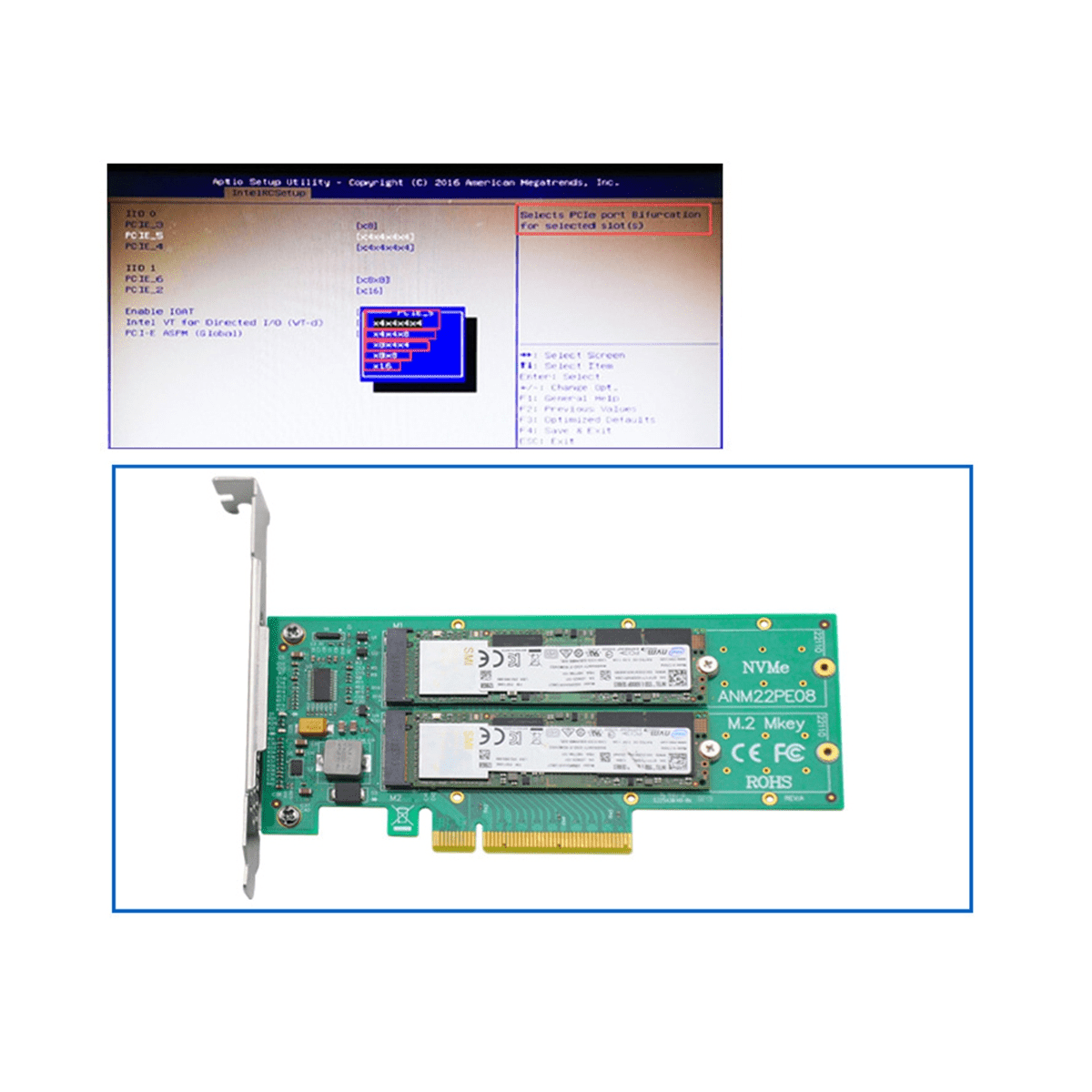 ANM02PE08 NVMe Controller PCIe To M.2 Dual Port with Heatsink ( Not ...