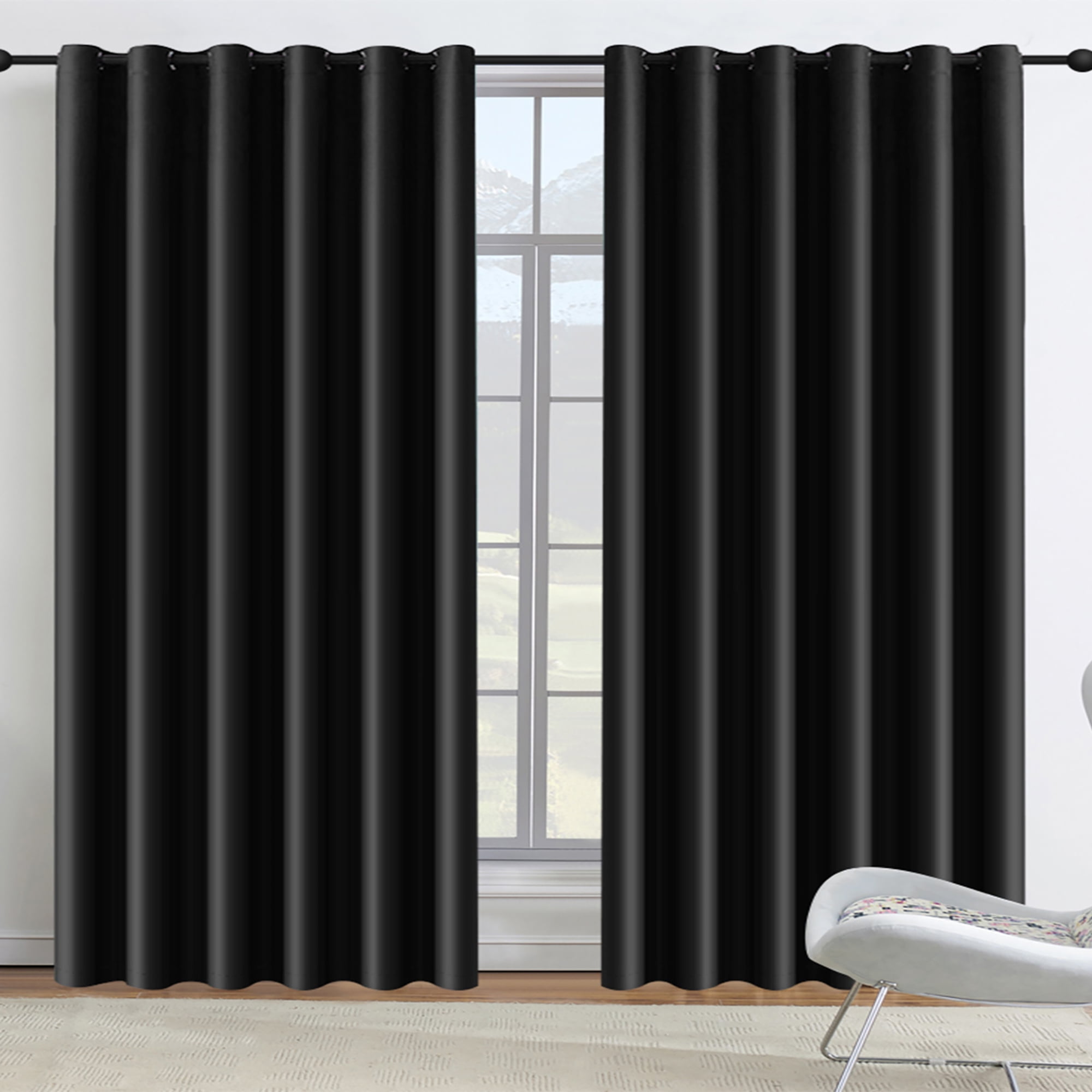 ANMINY 2 Pcs Blackout Curtain Panels Solid Color Space Room Divider Screen Partition Fabric, 84 ...