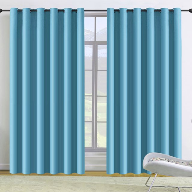 ANMINY 2 Pcs Blackout Curtain Panels Solid Color Space Room Divider Screen Partition Fabric, 84 ...