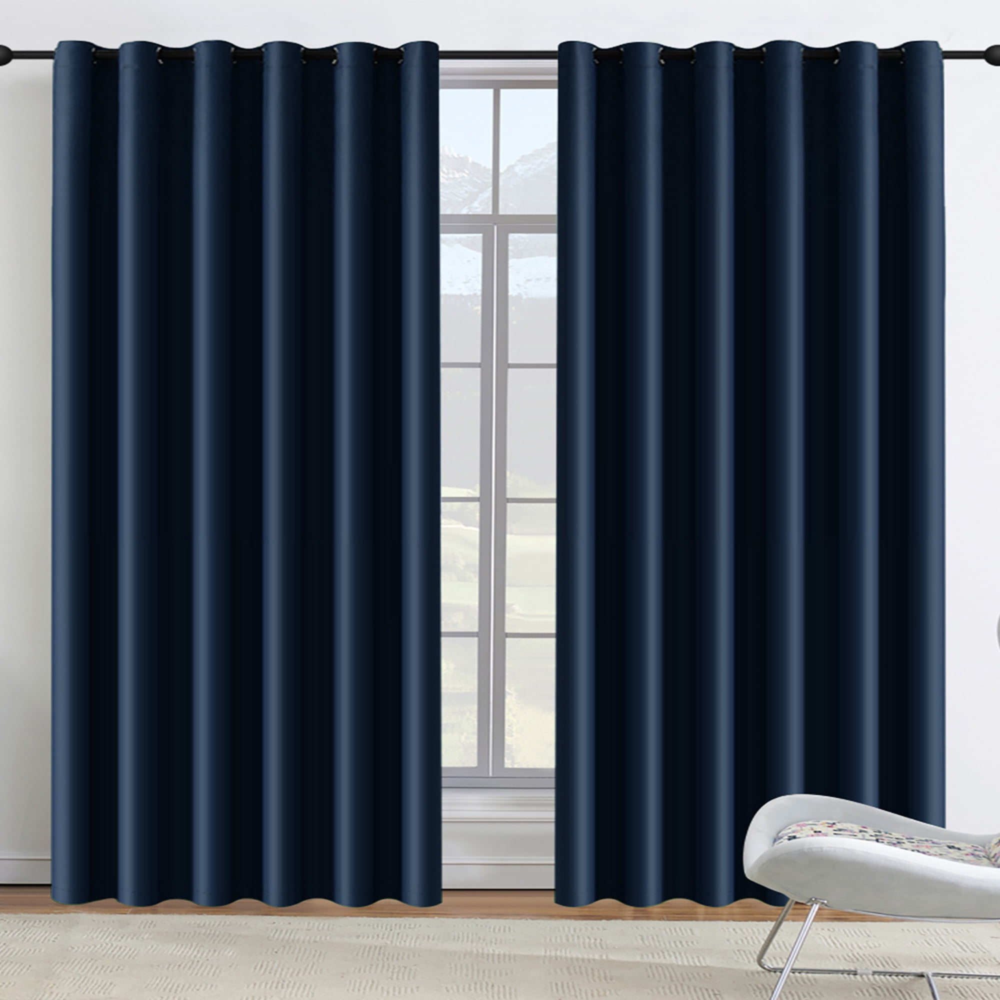 ANMINY 2 Pcs Blackout Curtain Panels Solid Color Space Room Divider ...