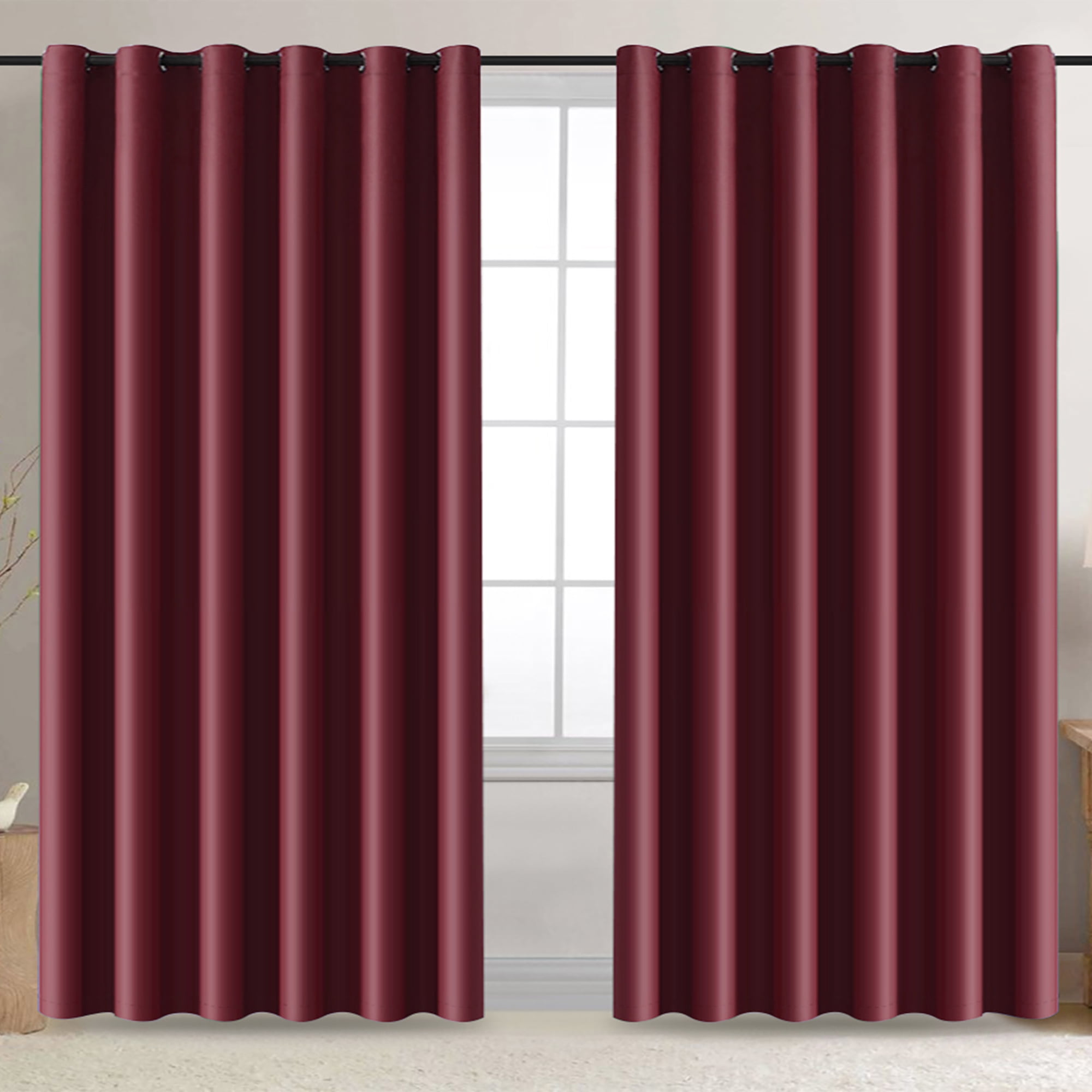 ANMINY 2 Pcs Blackout Curtain Panels Solid Color Space Room Divider ...