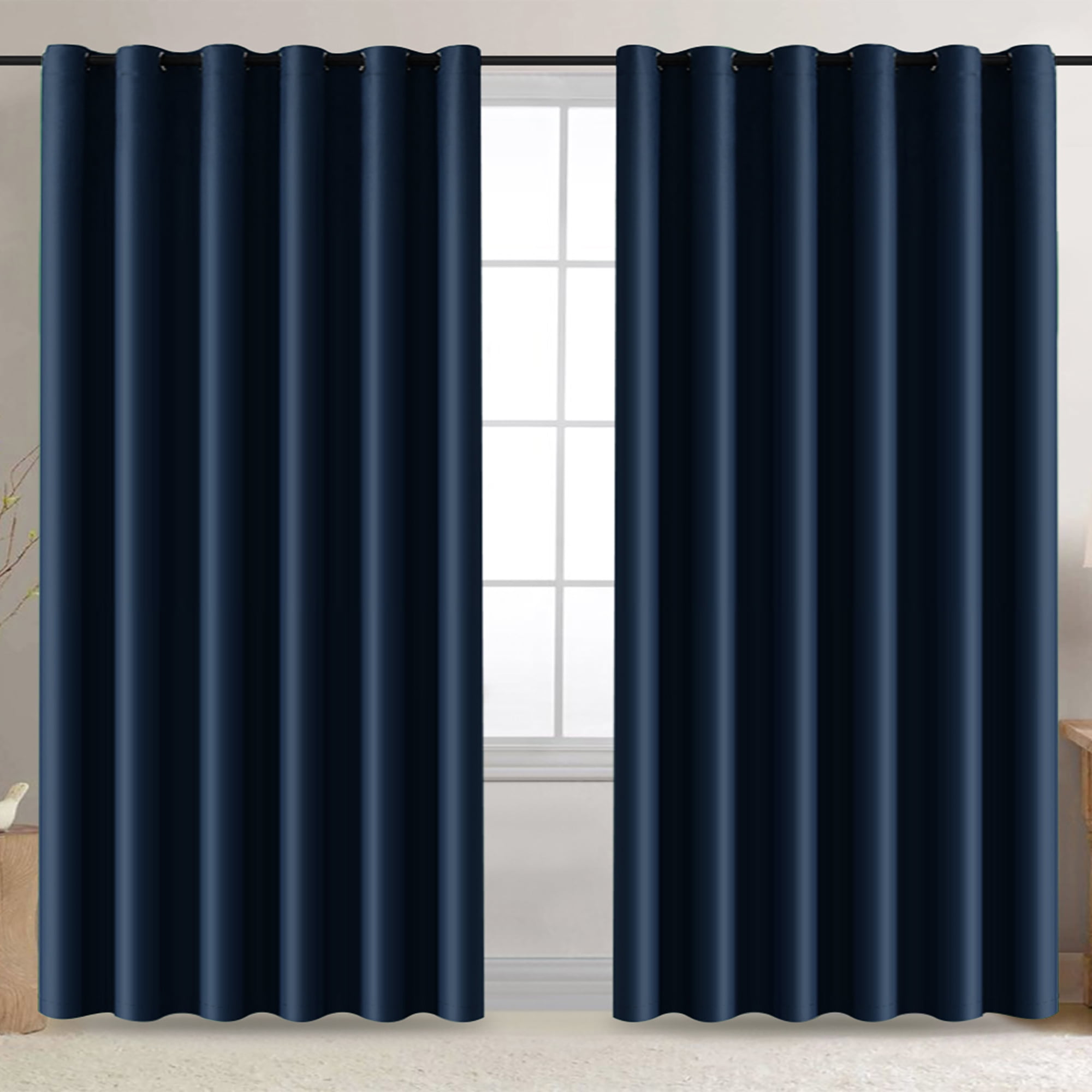 ANMINY 2 Pcs Blackout Curtain Panels Solid Color Space Room Divider ...