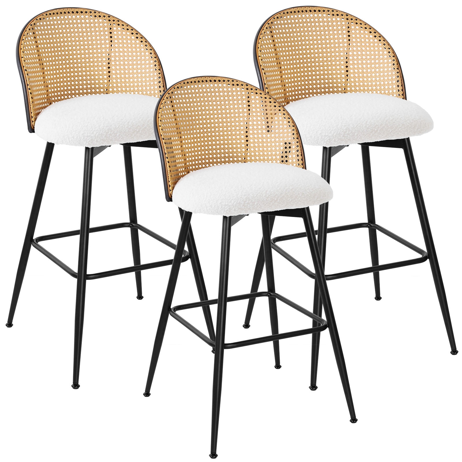 ANMINY Swivel Rattan Bar Stools, 29" Counter Height Set of 3 ...
