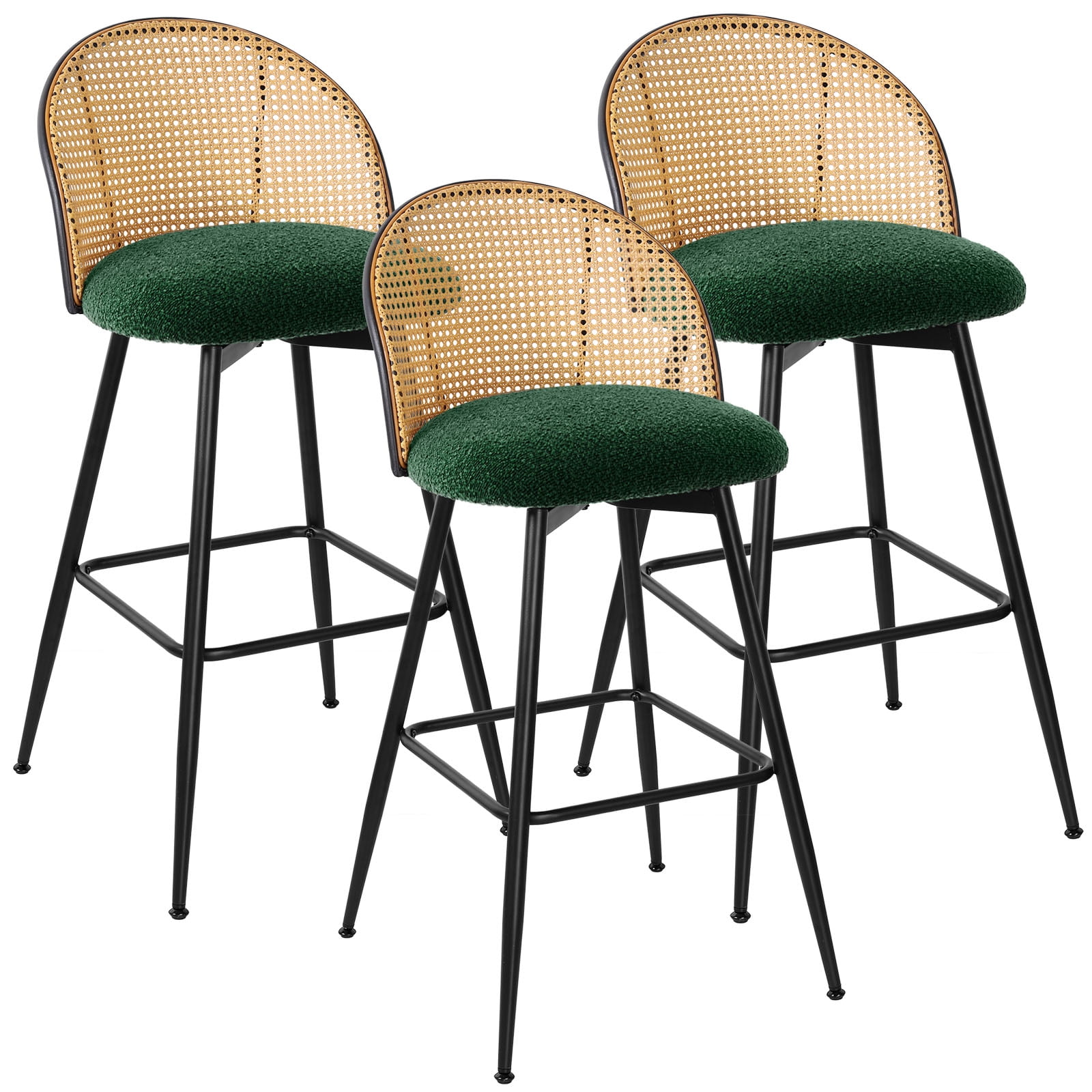 ANMINY Swivel Rattan Bar Stools, 29" Counter Height Set of 3 ...