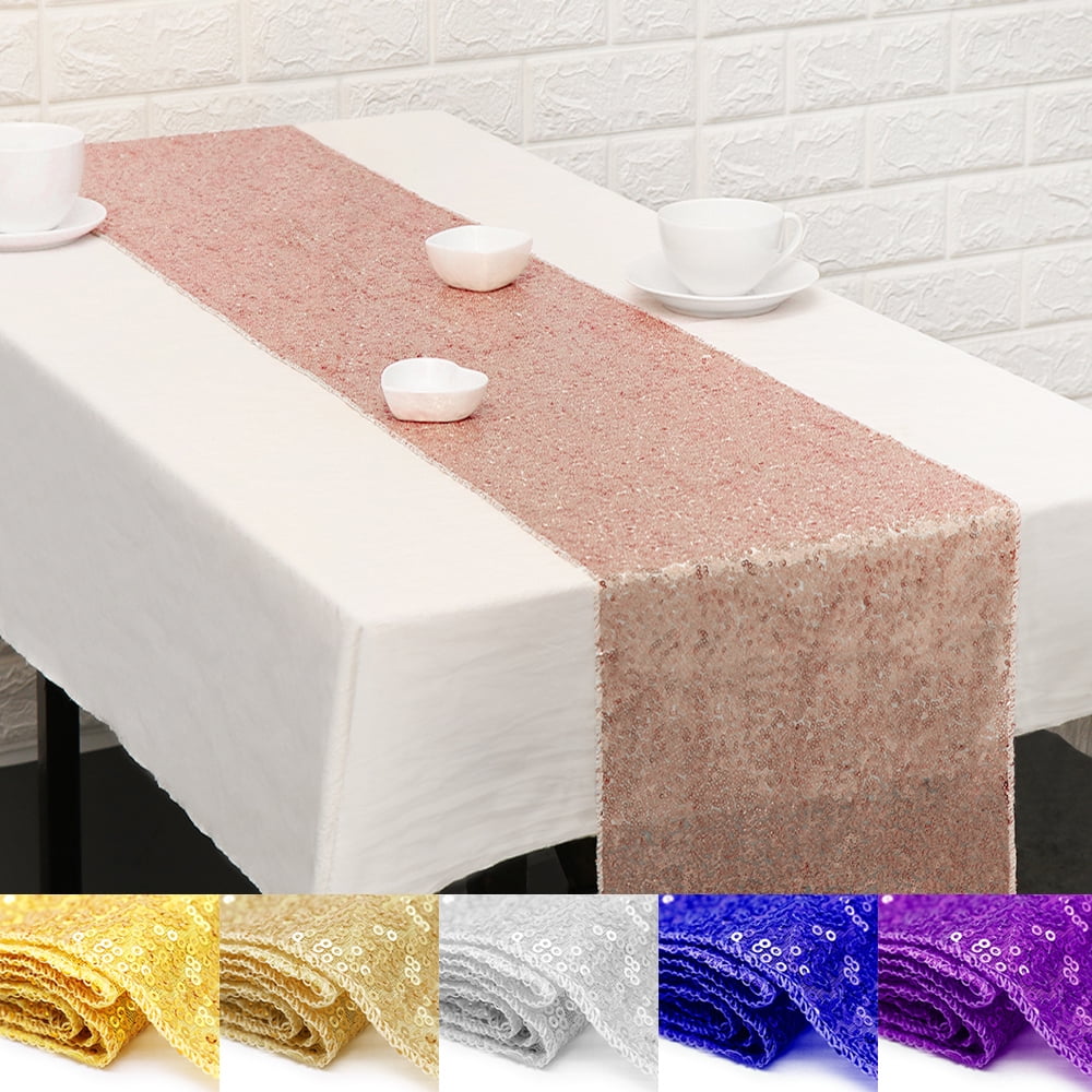 ANMINY 70"/108" Shiny Rectangle Sequin Tablecloth Banquet Table Runner ...