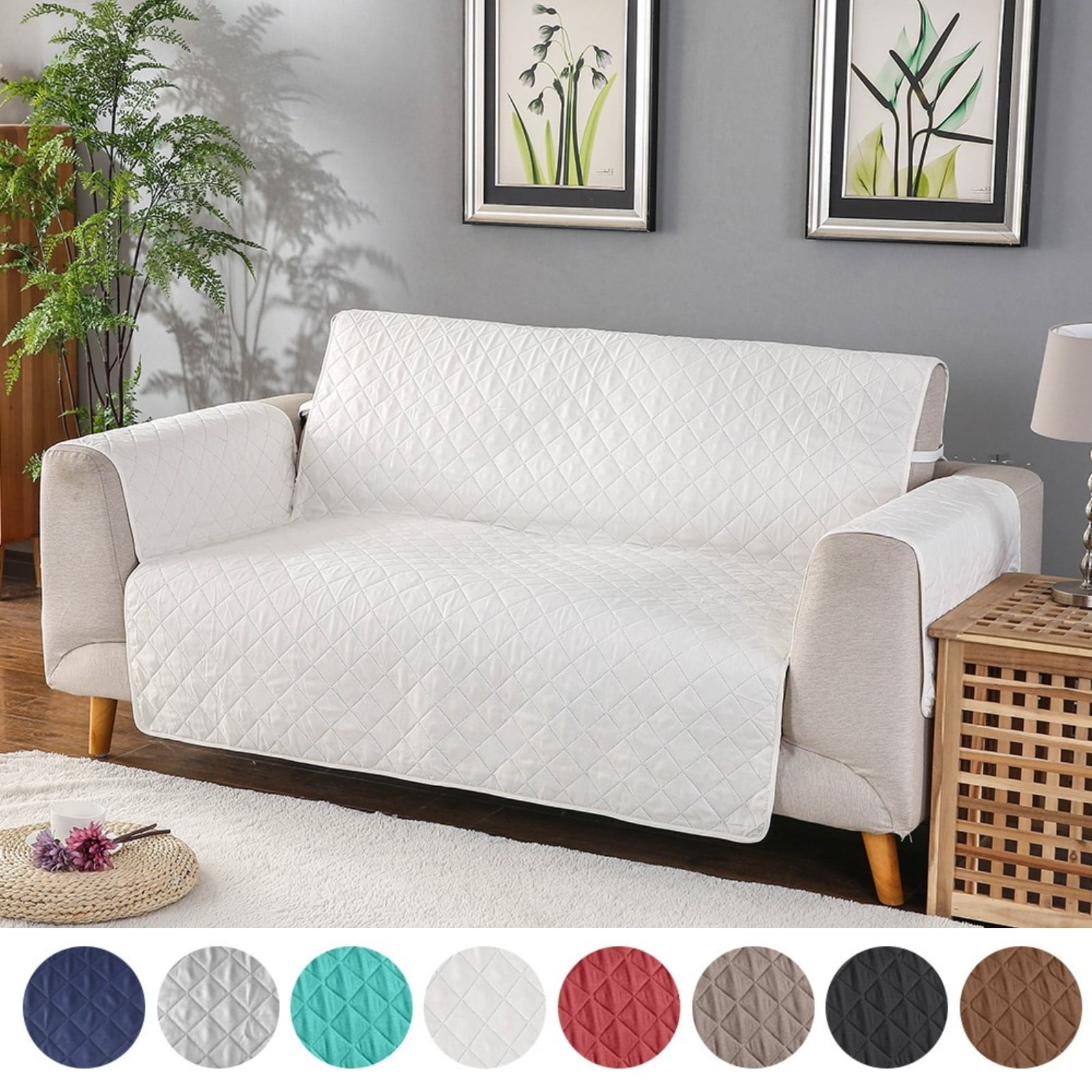 ANMINY Couch Cover 3 Seaters Waterproof Sofa Cover Beige Non-slip ...