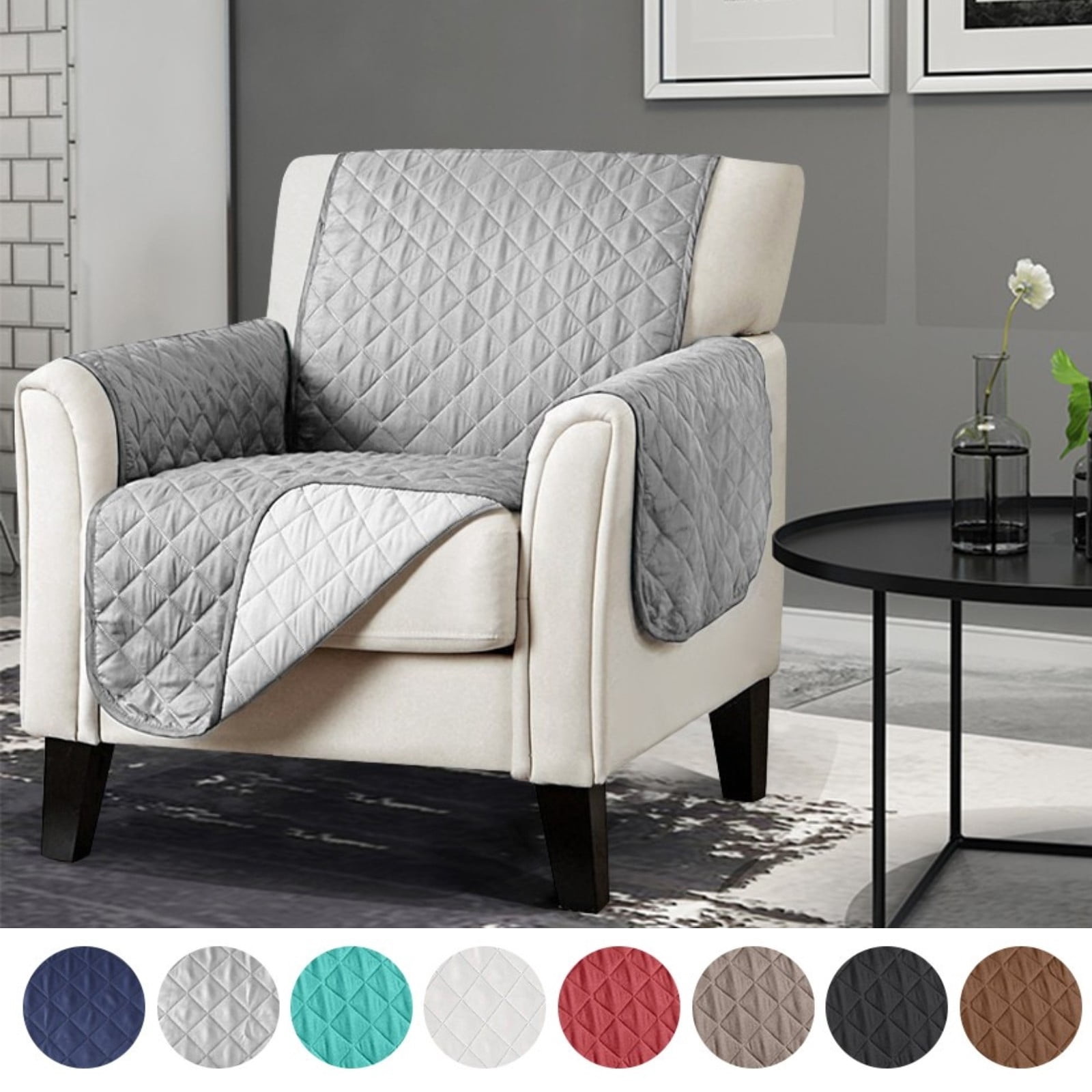 ANMINY Couch Cover Armchair Waterproof Sofa Cover Gray Non-slip ...