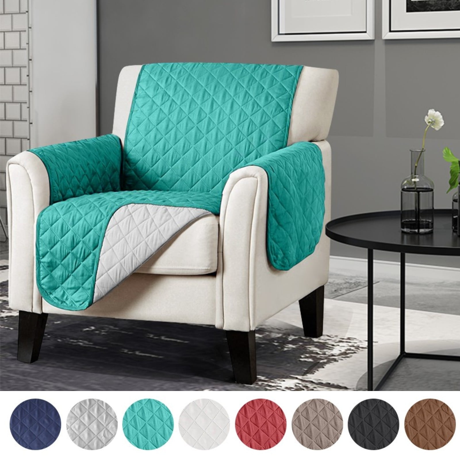 ANMINY Couch Cover Armchair Waterproof Sofa Cover Turquoise Non-slip ...