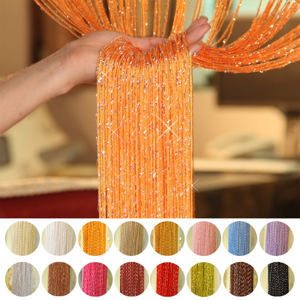 ANMINY Decorative String Tassel Curtain Divider, Orange Glitter ...