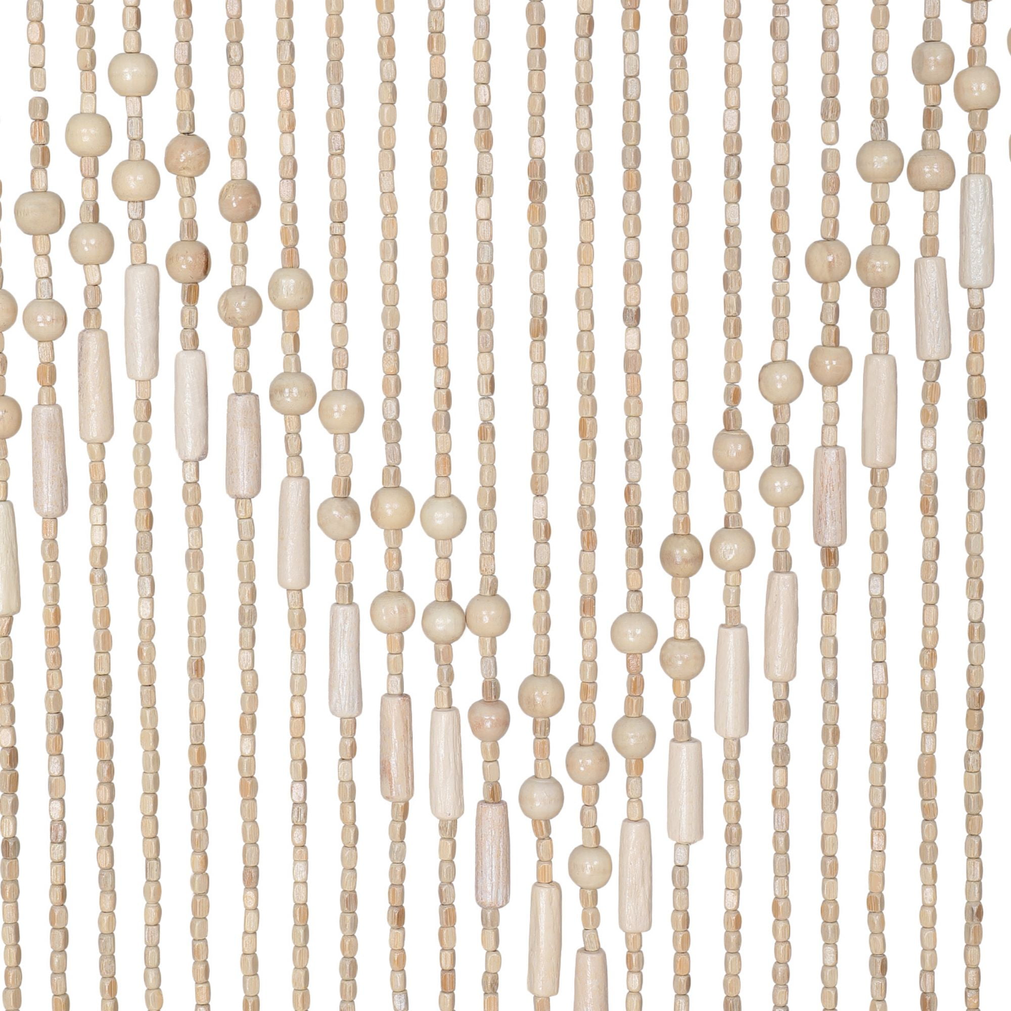 ANMINY Handmade Bamboo Wood Beaded Curtain, 35.5x75 Inches, Boho Rustic ...