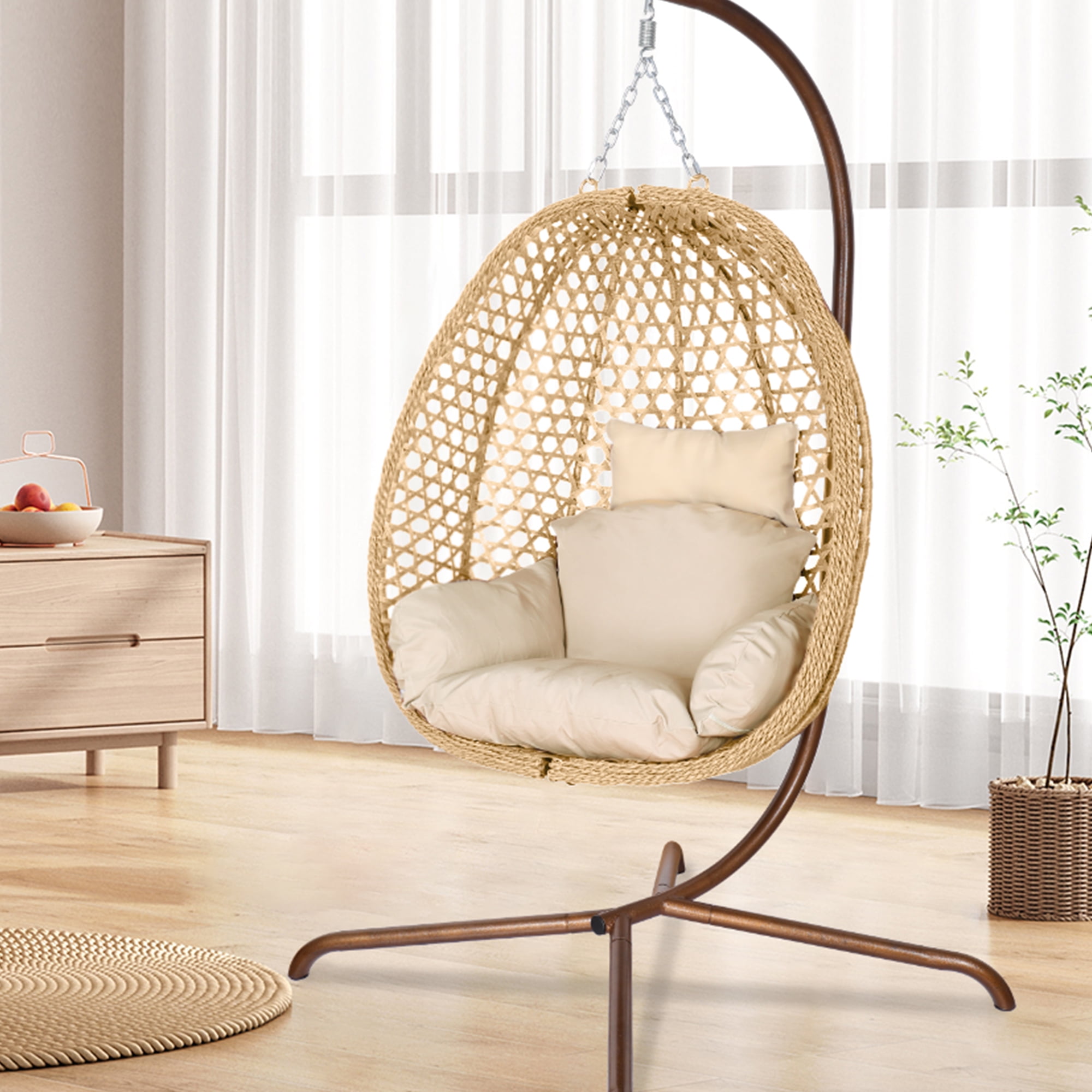 ANMINY Hanging Egg Swing Chair with Stand Comfortable Patio Weaving ...