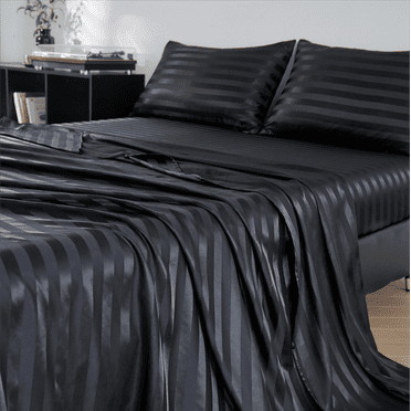 ANMINY Satin Sheets Queen Silk Sheets Gold Leopard Bed Sheet Set Deep ...