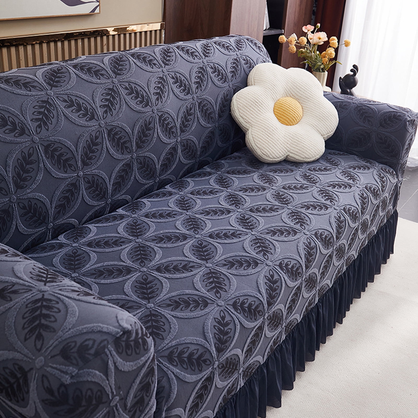 ANMINY Stretch Sofa Slipcover Cushion Couch Cover with Skirt Pet ...