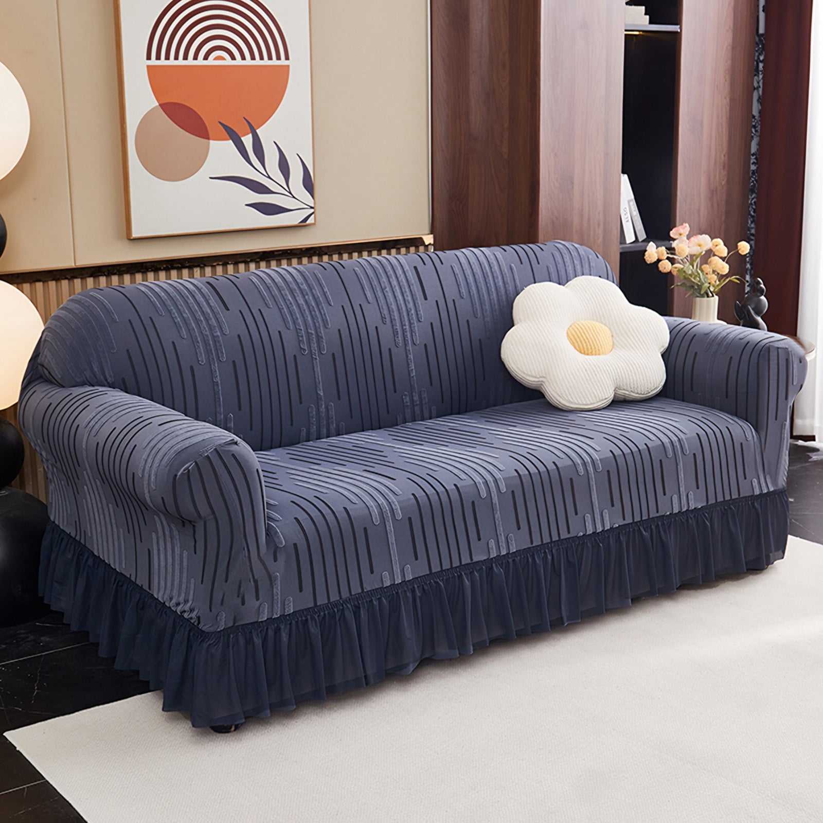 ANMINY Stretch Sofa Slipcover with Skirt Non-Slip Jacquard Universal ...
