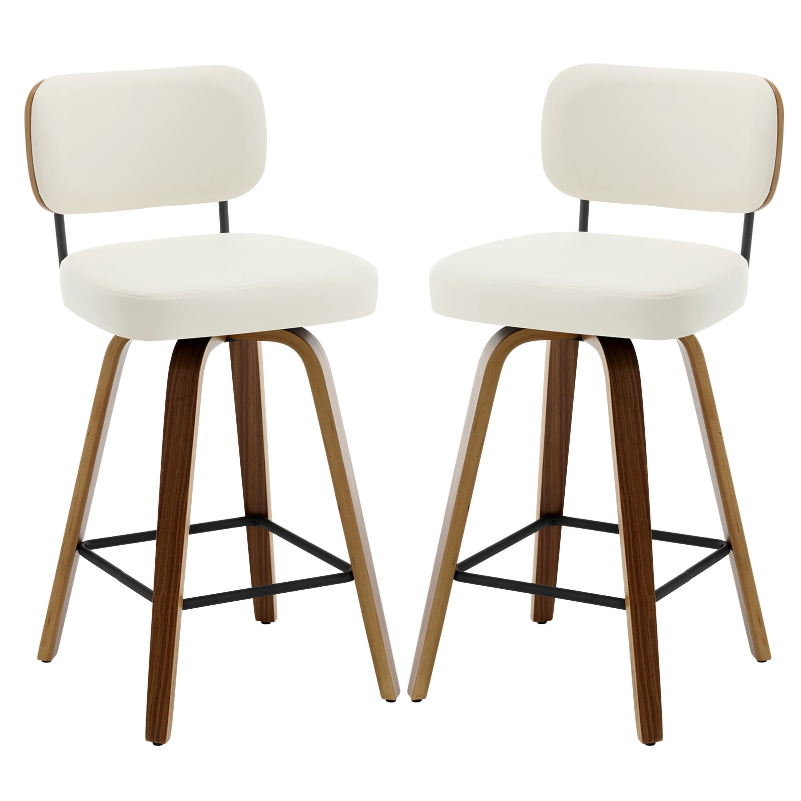 ANMINY Swivel Counter Height Bar Stools, Set of 2, Upholstered Faux ...