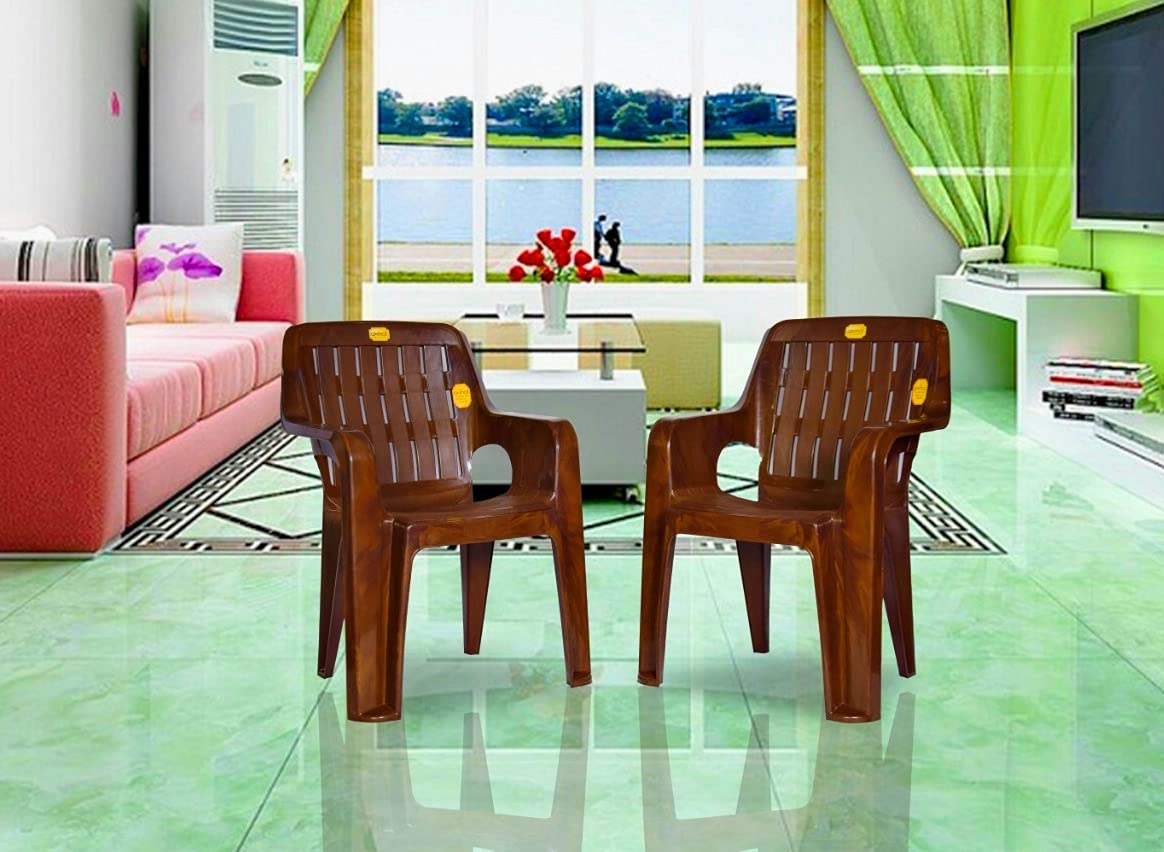 ANMOL Moulded Furniture Ventilated High Back Chair Brown Weight Bearing ...