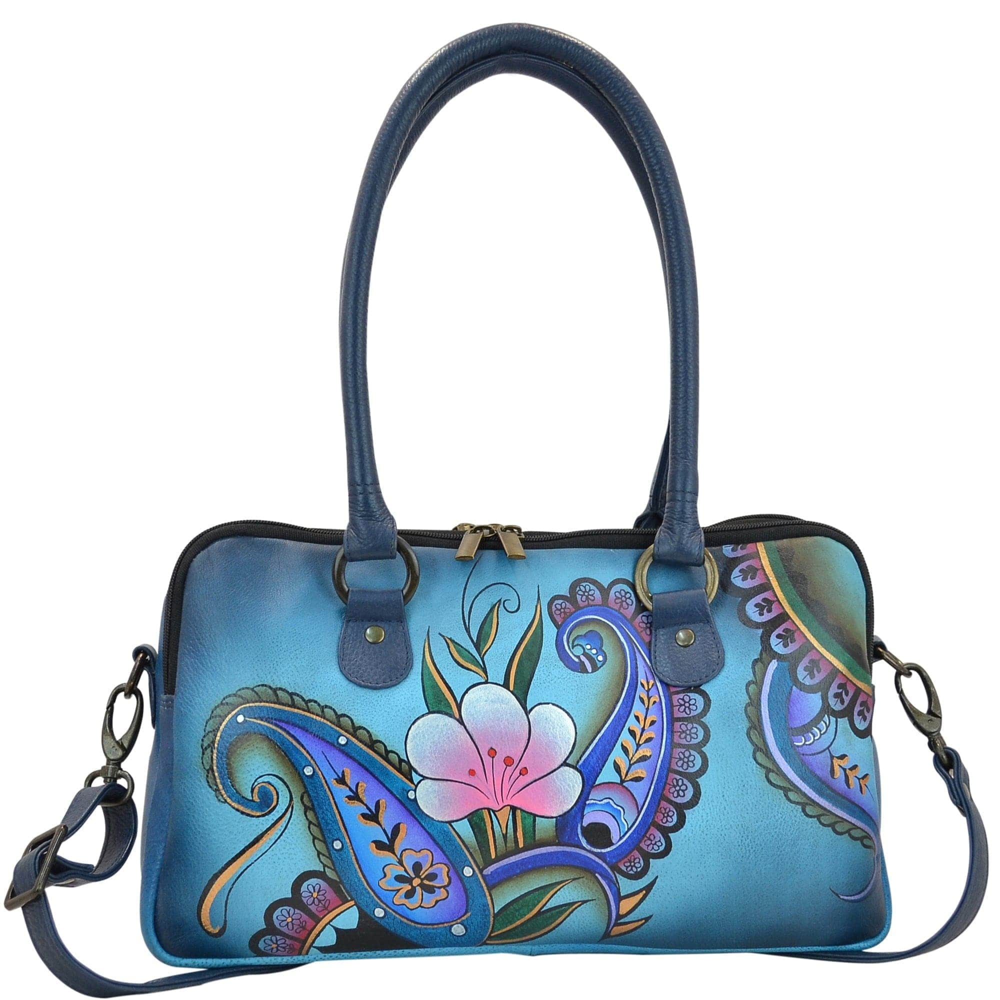 ANNA by Anuschka Women's Genuine Leather Hand-Painted Satchel Handbag ...