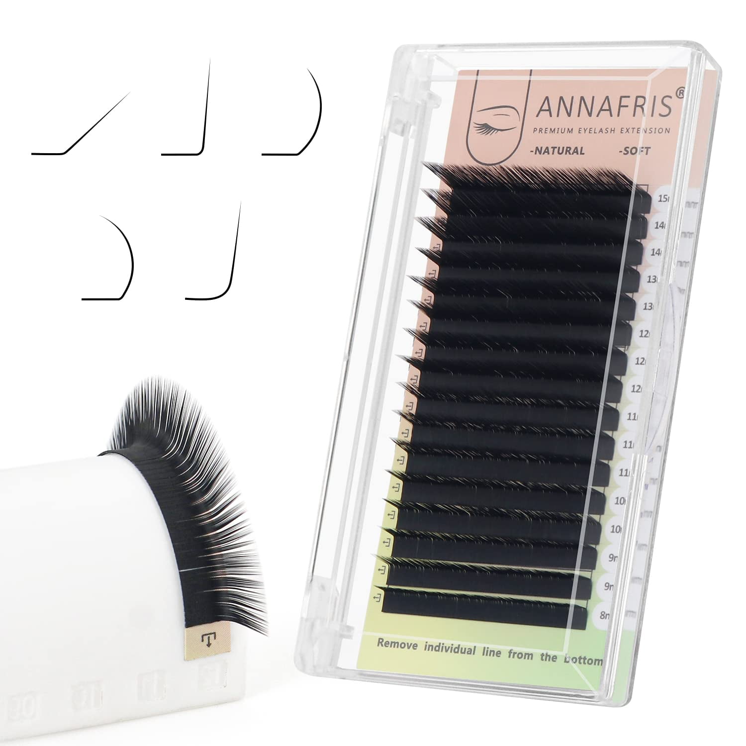 ANNAFRIS L/LC/LD/LU(M) Curl Individual Eyelash Extension Natural ...