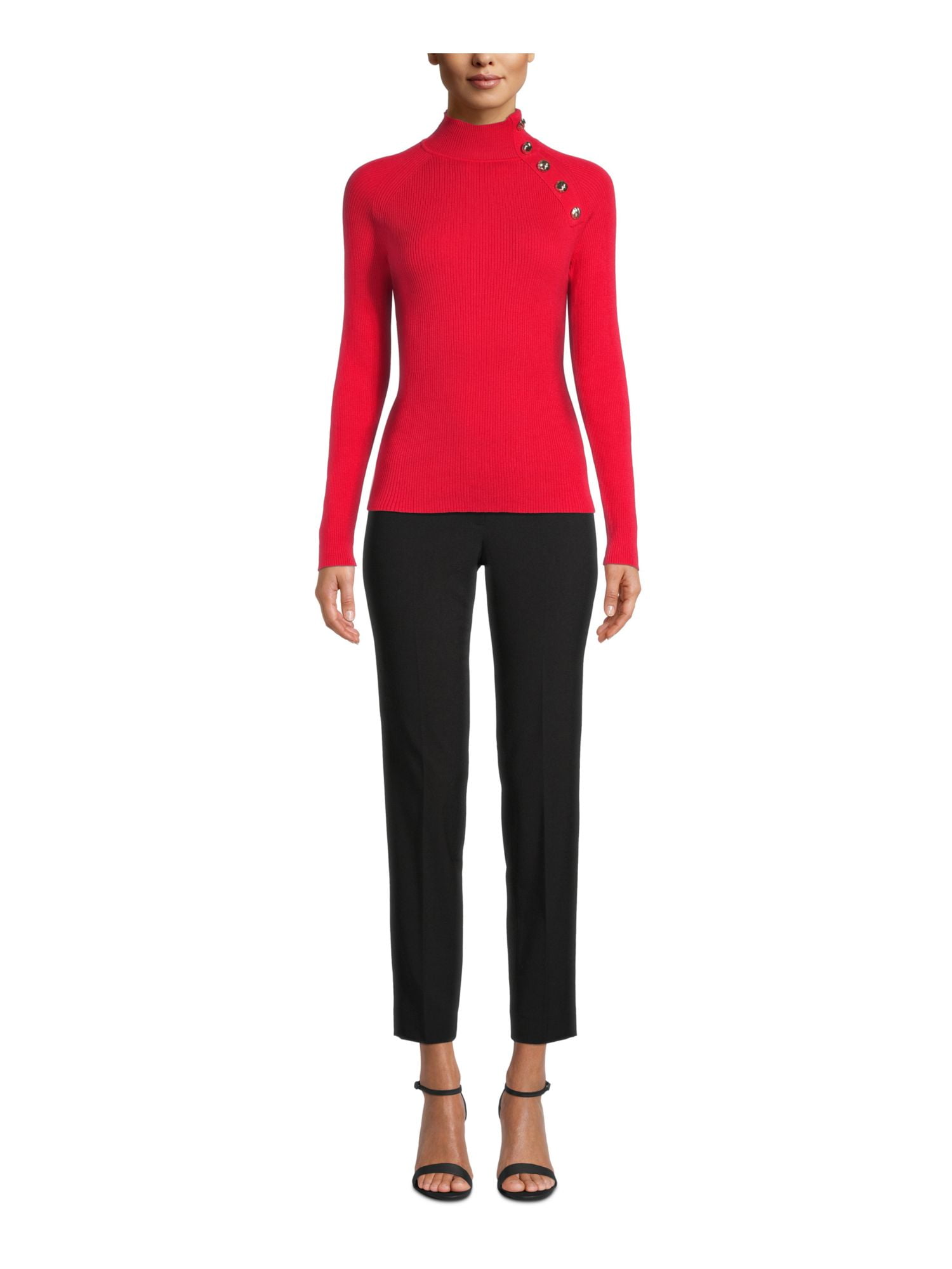 ANNE KLEIN Womens Red Long Sleeve Wear To Work Sweater M - Walmart.com
