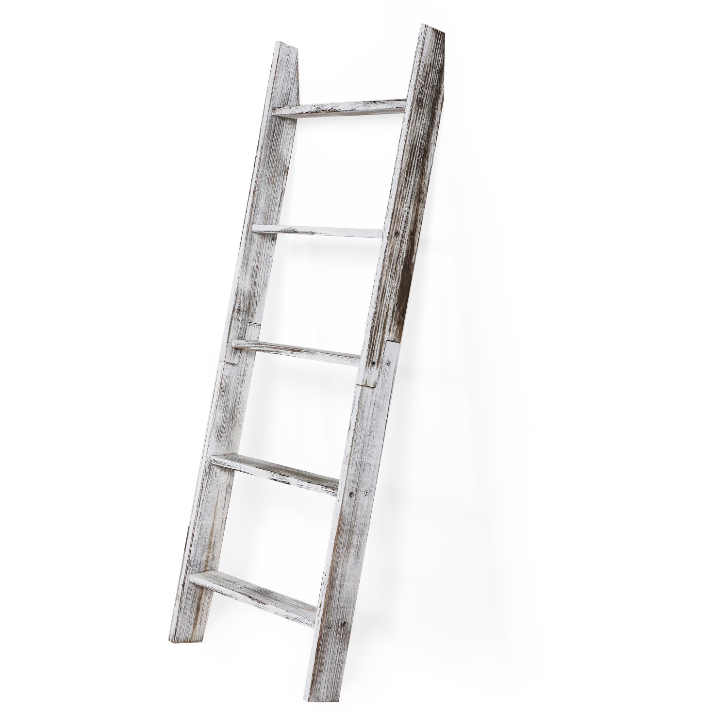 MyGift Decorative 4.5ft Brown Wooden Ladder Rack, Blanket & Throw ...
