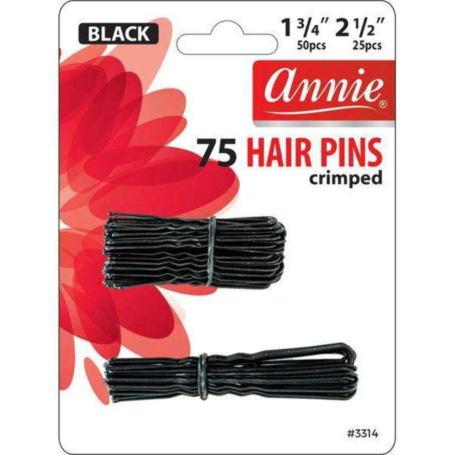 ANNIE - Hair Pins Crimped 75PCs BLACK #3314 - Walmart.com