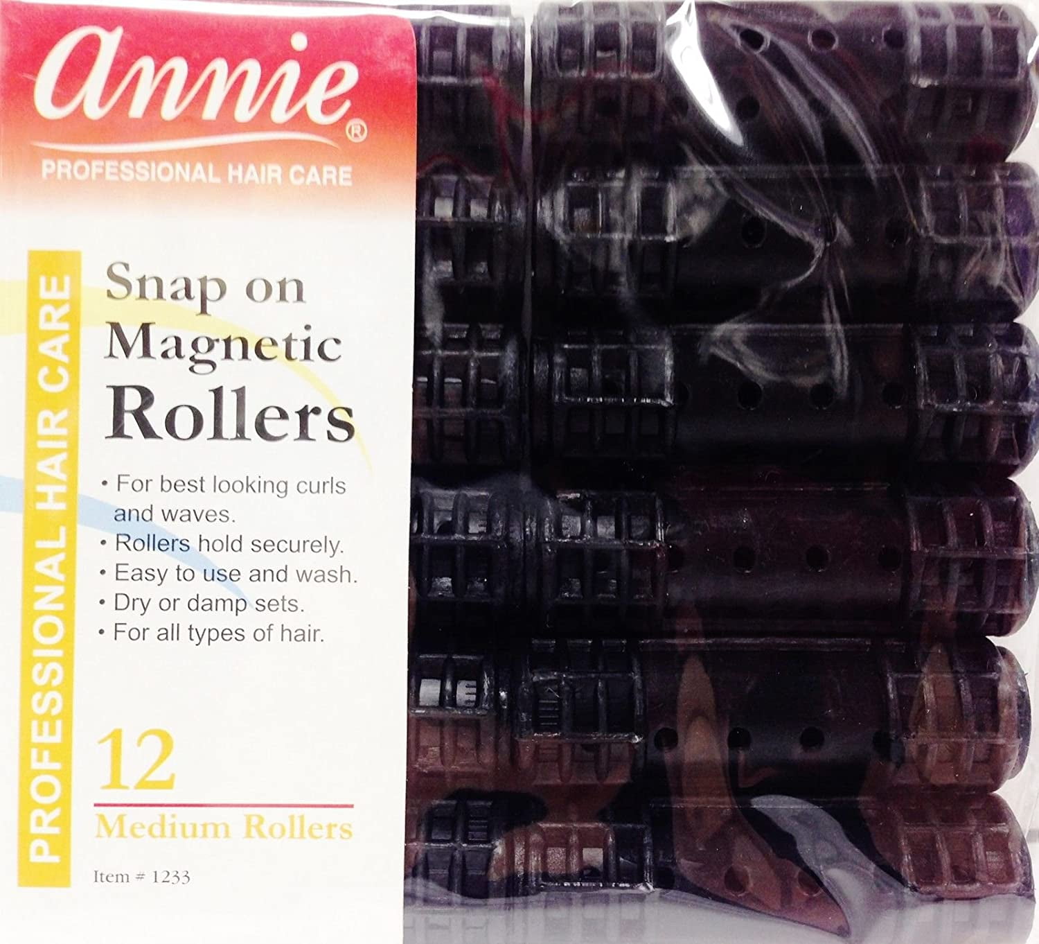 Annie Snap on Magnetic Rollers 7/8" Black 10 packs - Walmart.com