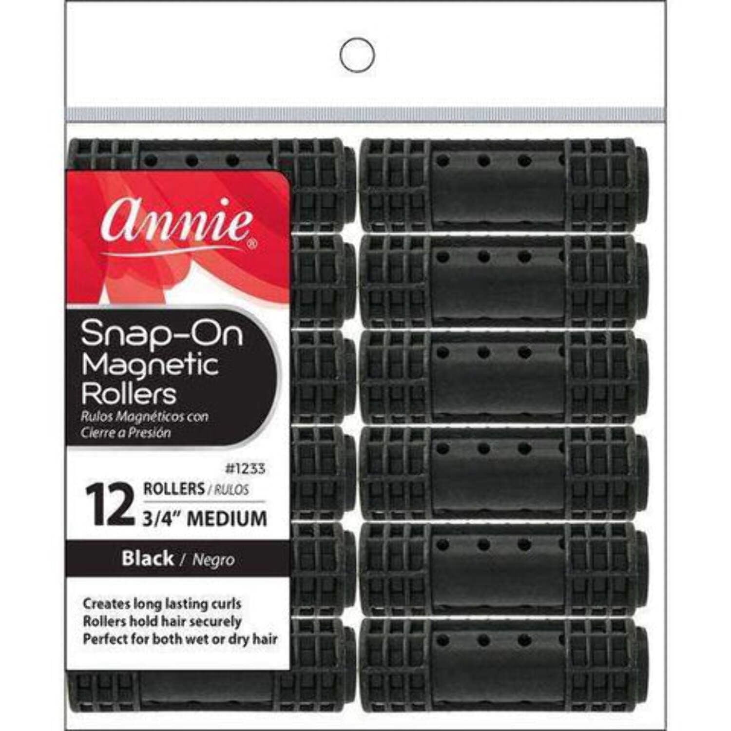 ANNIE - Professional Snap-On Magnetic Rollers 3/4" 12PCs MEDIUM BLACK ...