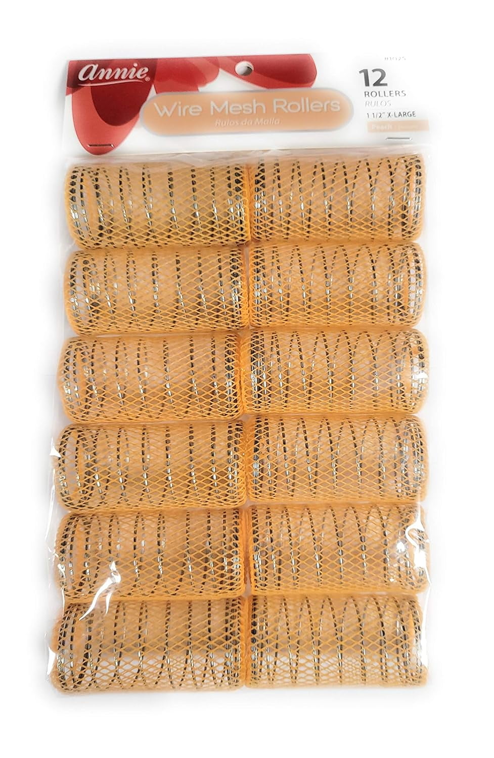 ANNIE - Professional Wire Mesh Rollers 1 1/2" 12PCs X-LARGE PEACH ...