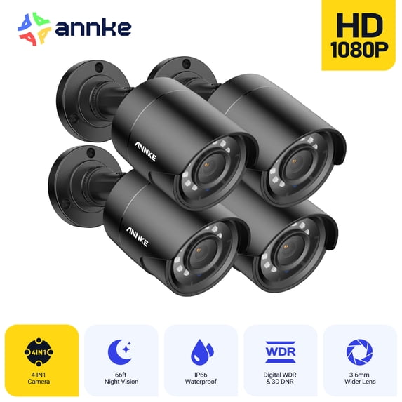 ANNKE 1080p HD-TVI Bullet Security Camera, 2MP, Night Vision 66ft ...