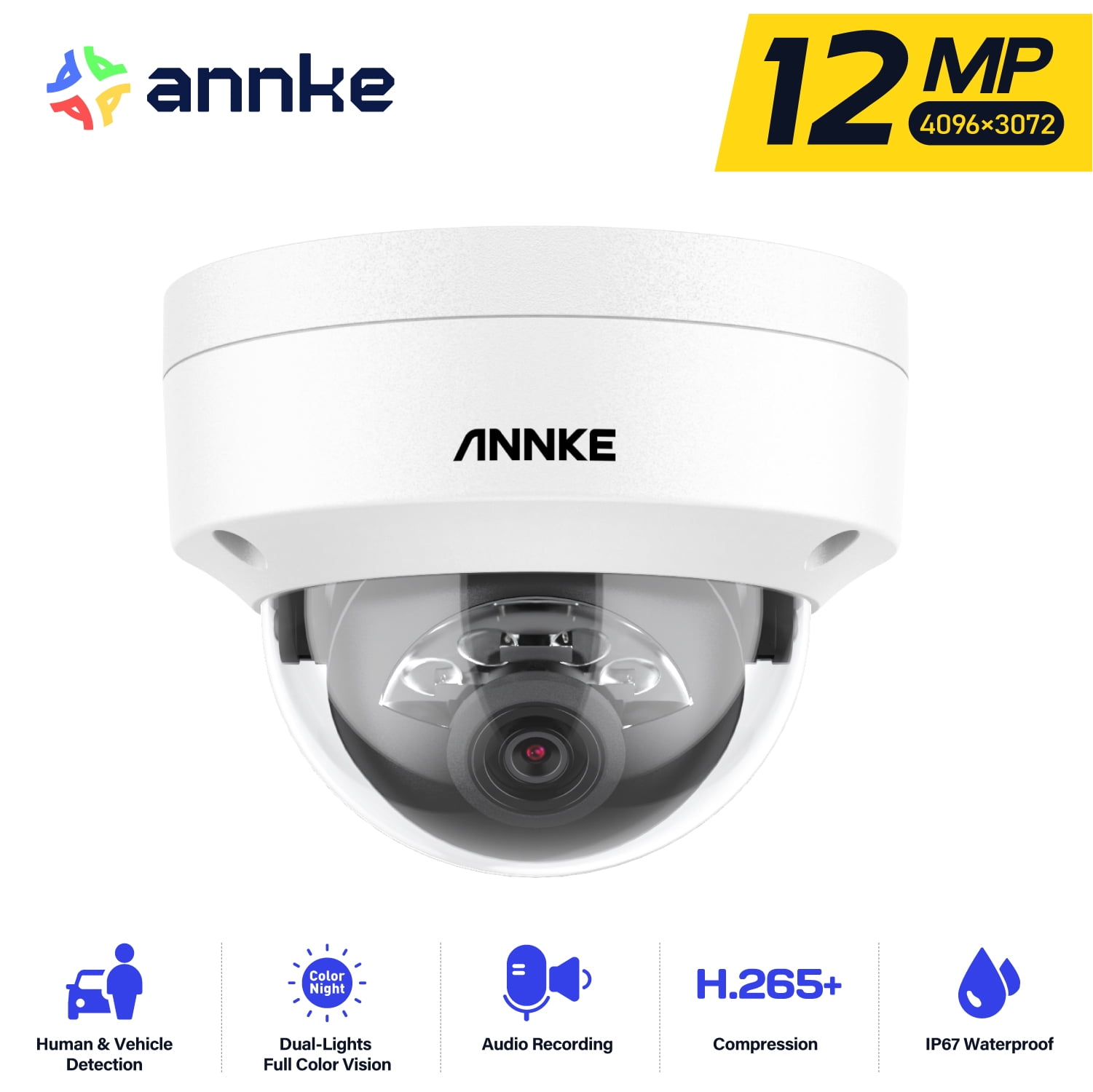ANNKE 12MP PoE IP Surveillance Security Turret Camera for Outdoor ...