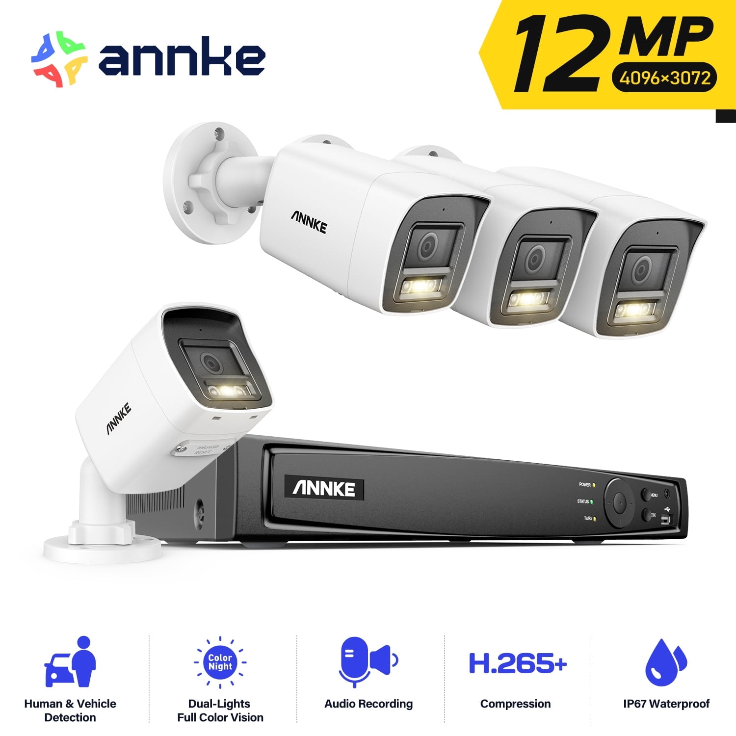 ANNKE 12MP PoE Security Camera System, 8 Channel NVR with NO HDD and 4 ...