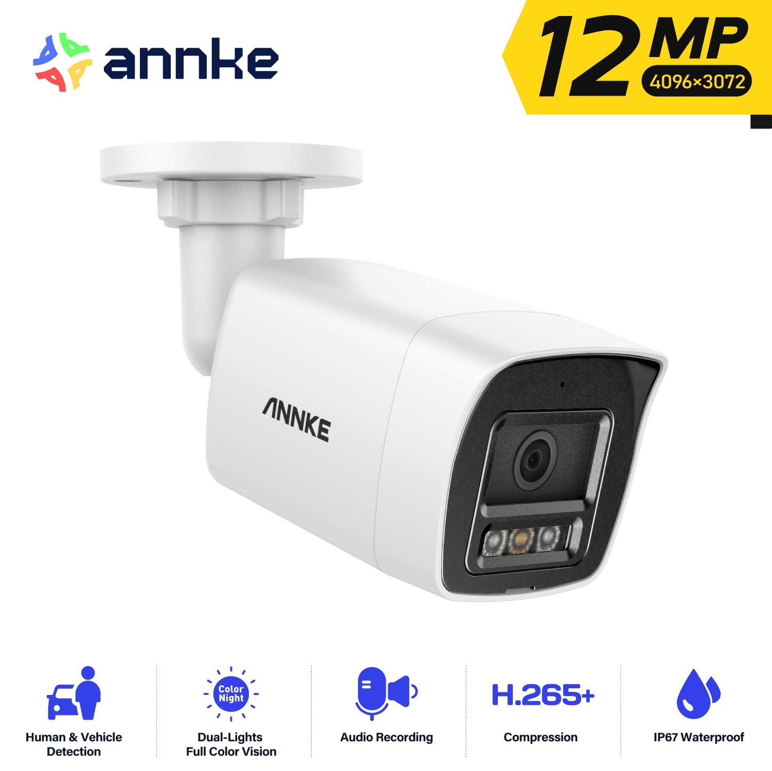 ANNKE 12MP H.265+ PoE Security Outdoor Camera, Bullet IP Cameras for ...