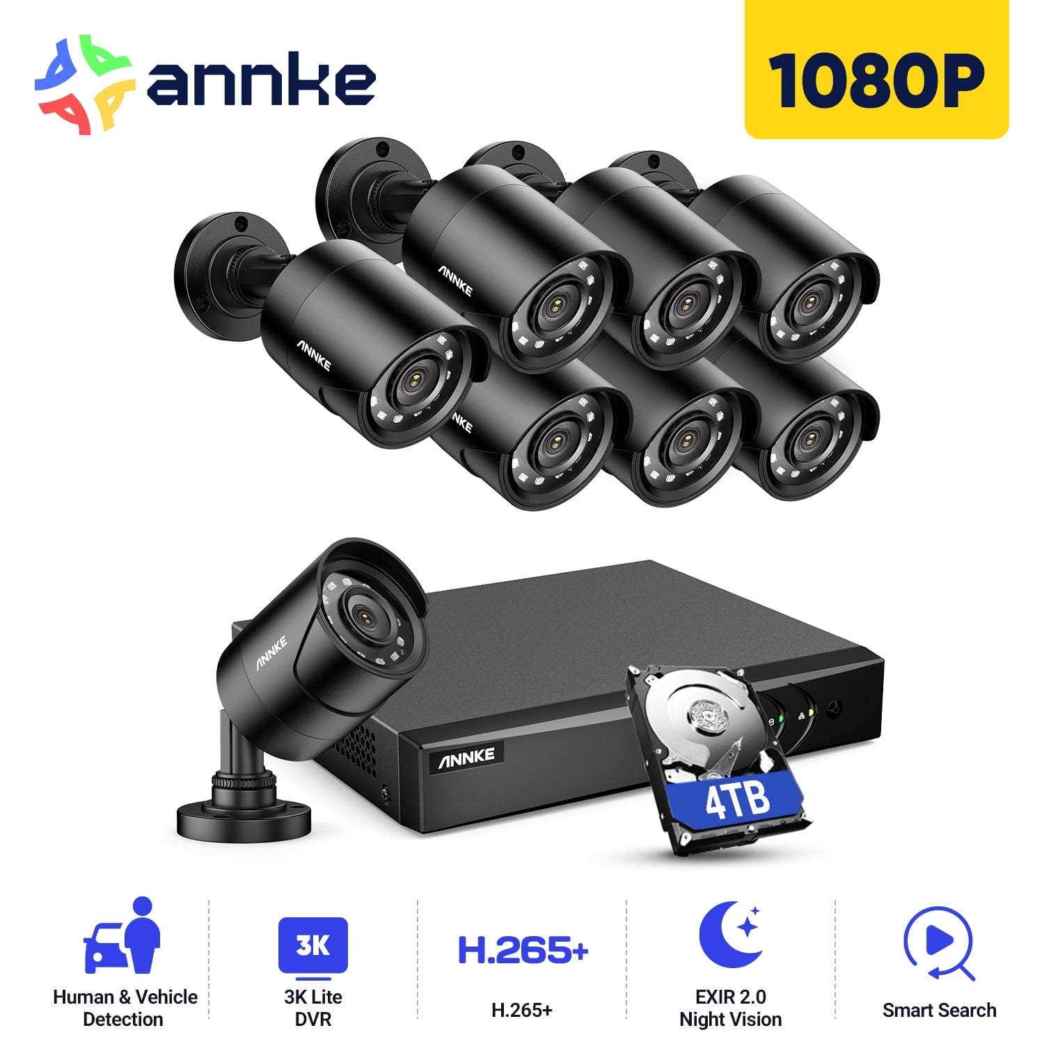 ANNKE 16CH 3K Lite FHD AI Surveillance Security Camera System with 4TB ...