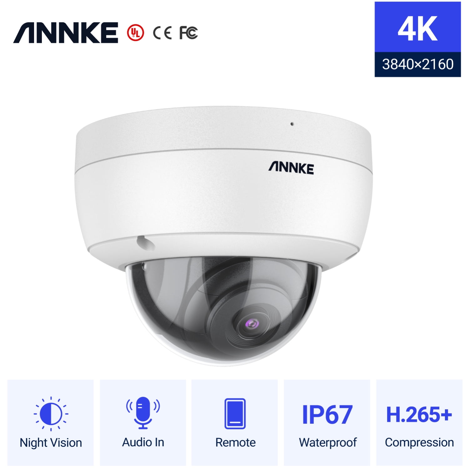 ANNKE 1Pcs Ultra HD 8MP Poe Camera 4K Outdoor Indoor Weatherproof ...