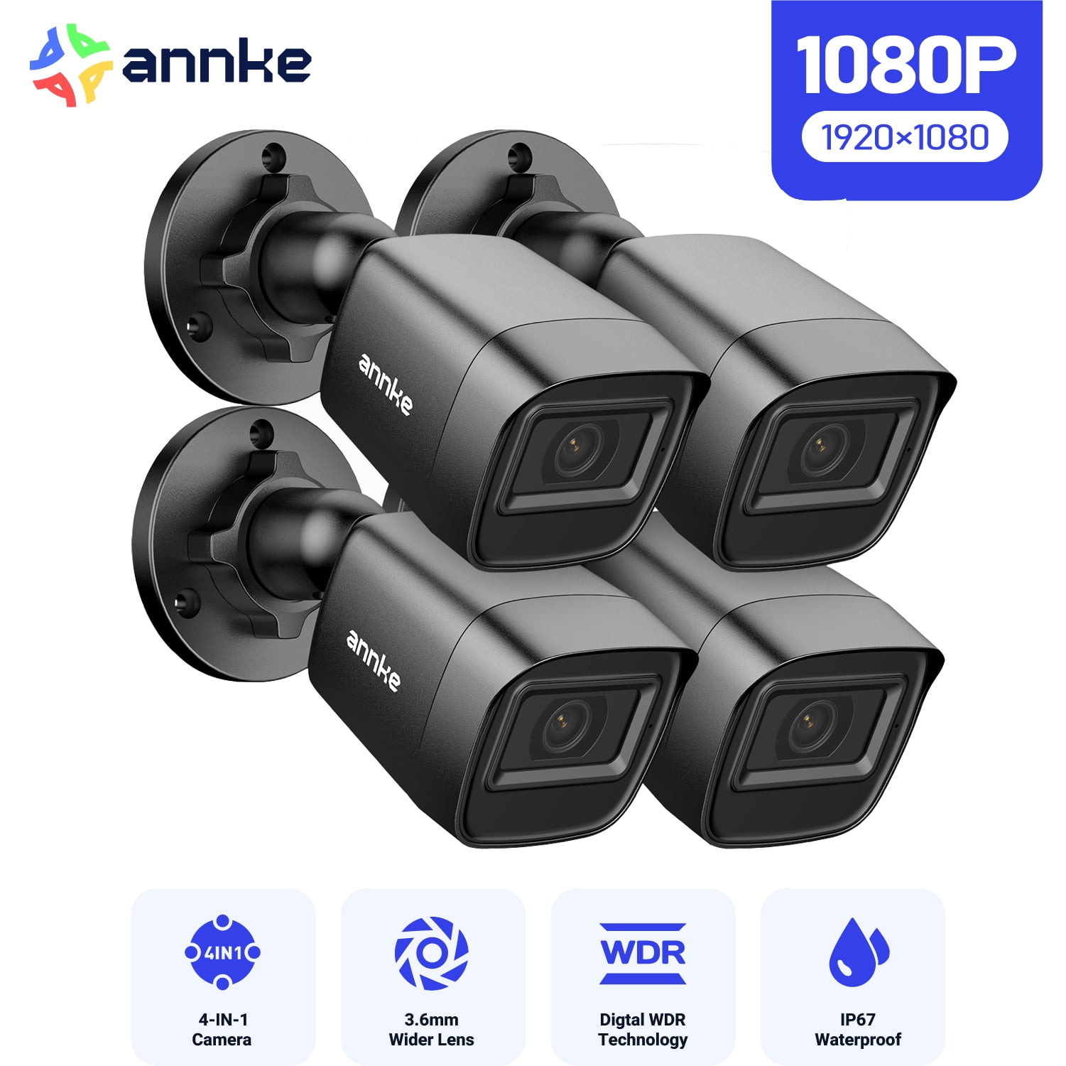 ANNKE 2MP Wired Security Camera, 1080P HD TVI Add-on Outdoor CCTV ...