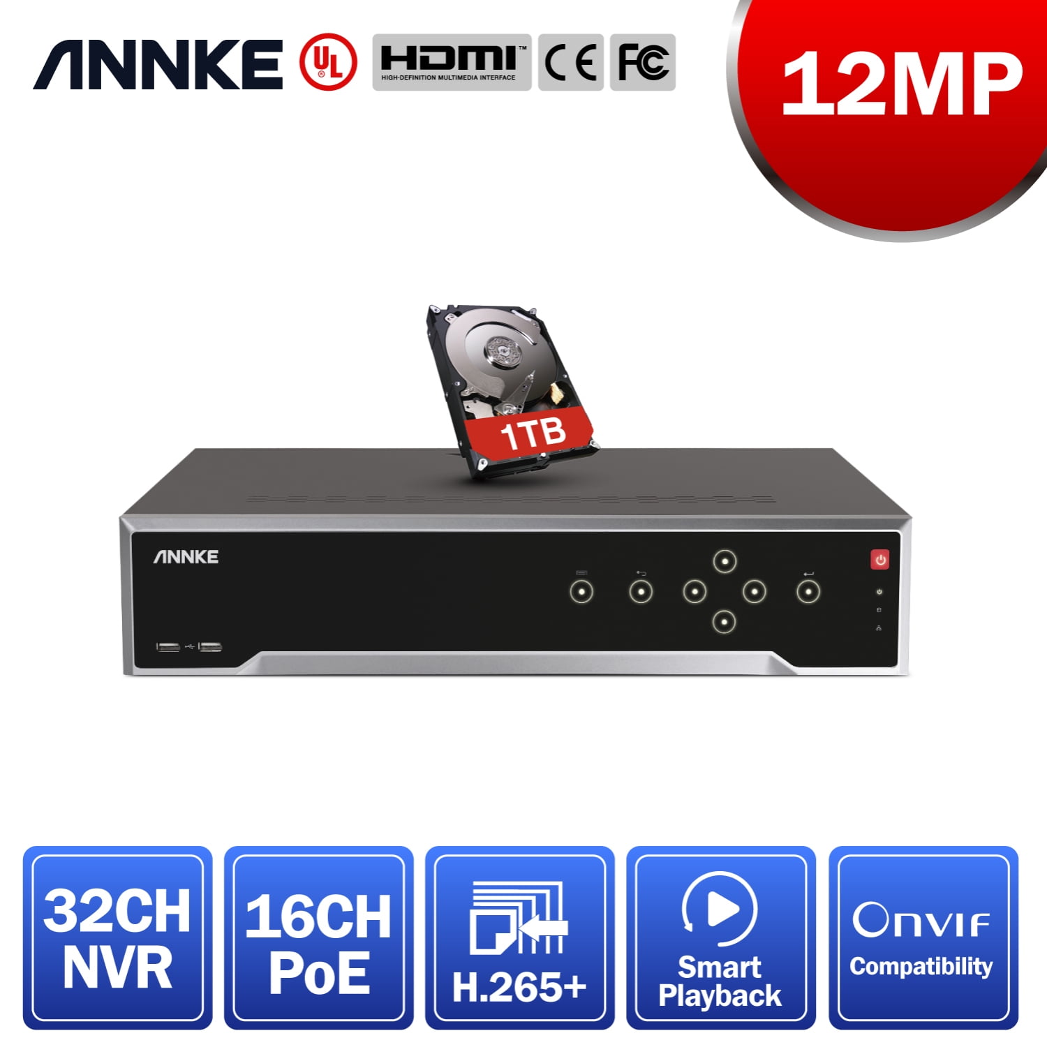 ANNKE 32 Channel 12MP PoE Network Video Recorder for PoE Security ...
