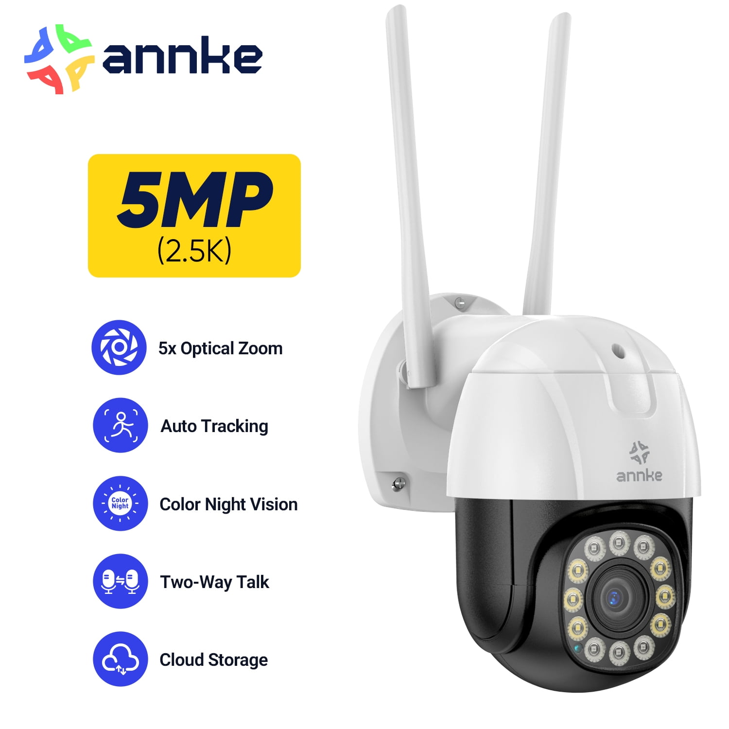 ANNKE 3K 5X Optical Zoom PTZ WiFi Security Camera, 350° Pan & 90° Tilt ...