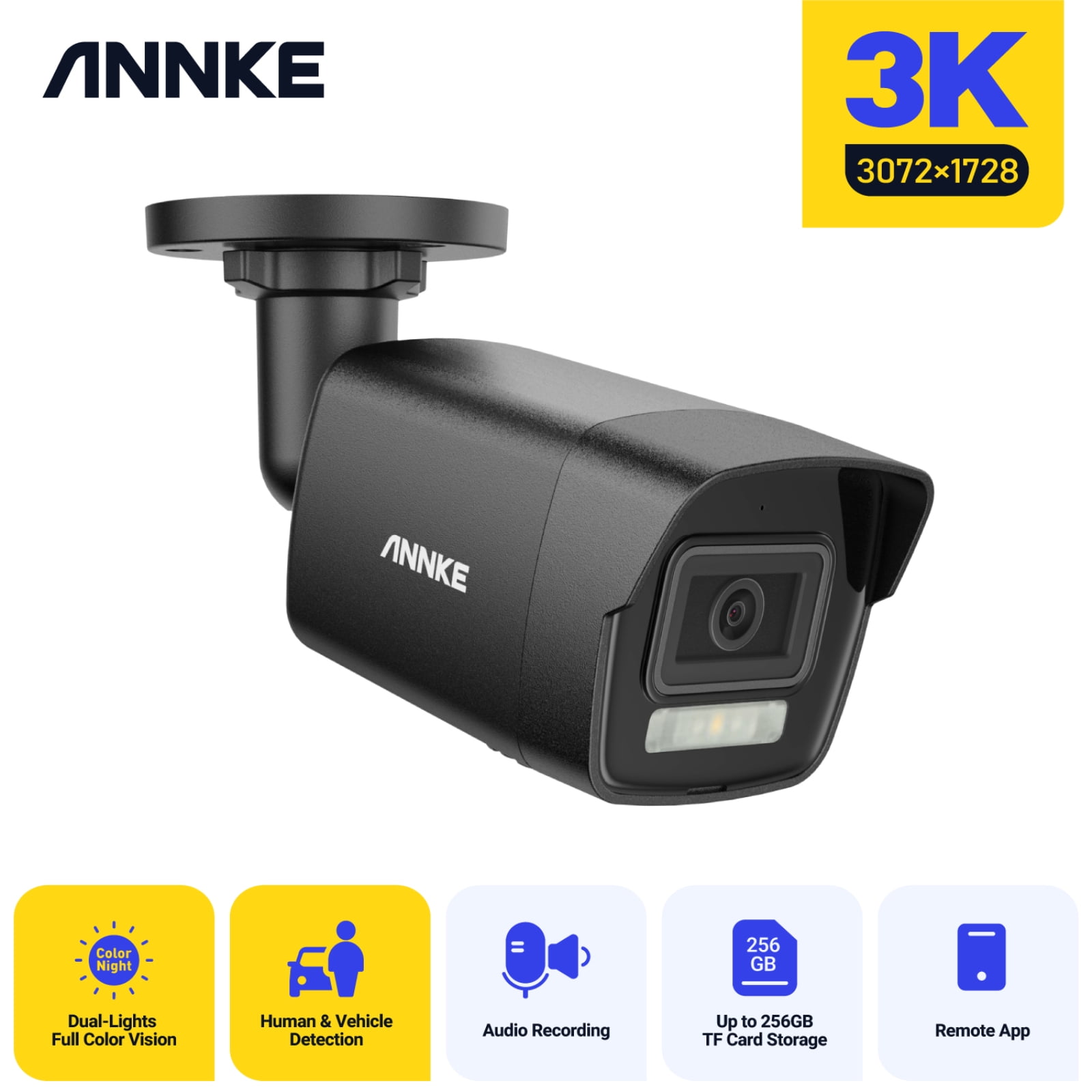 ANNKE 3K Outdoor POE Camera, H.265+Bullet IP Security Camera, Human ...