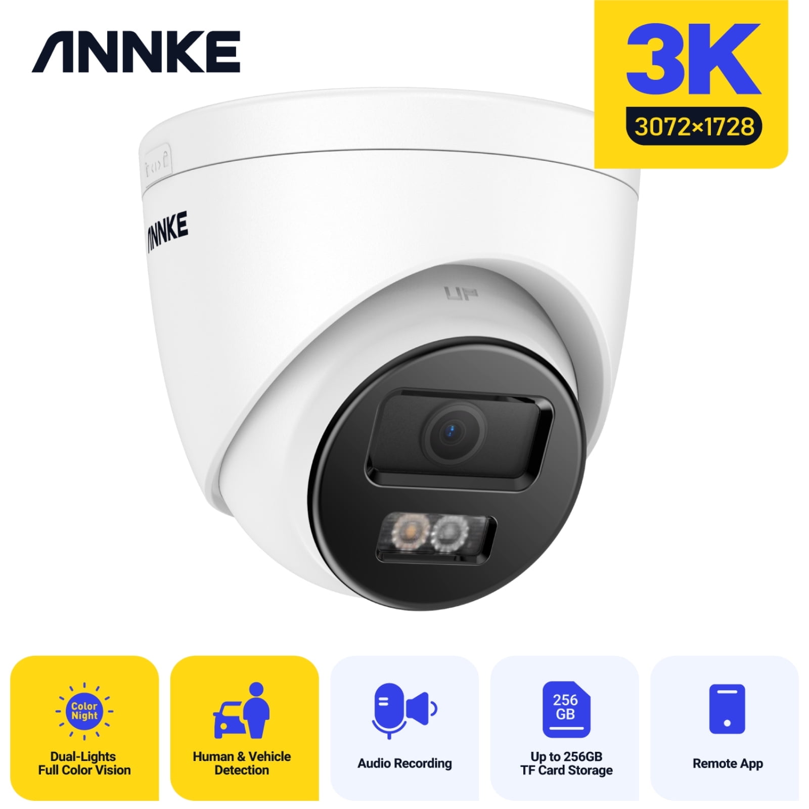 ANNKE 3K PoE Security Camera, Outdoor Turret Surveillance Wired Cameras ...