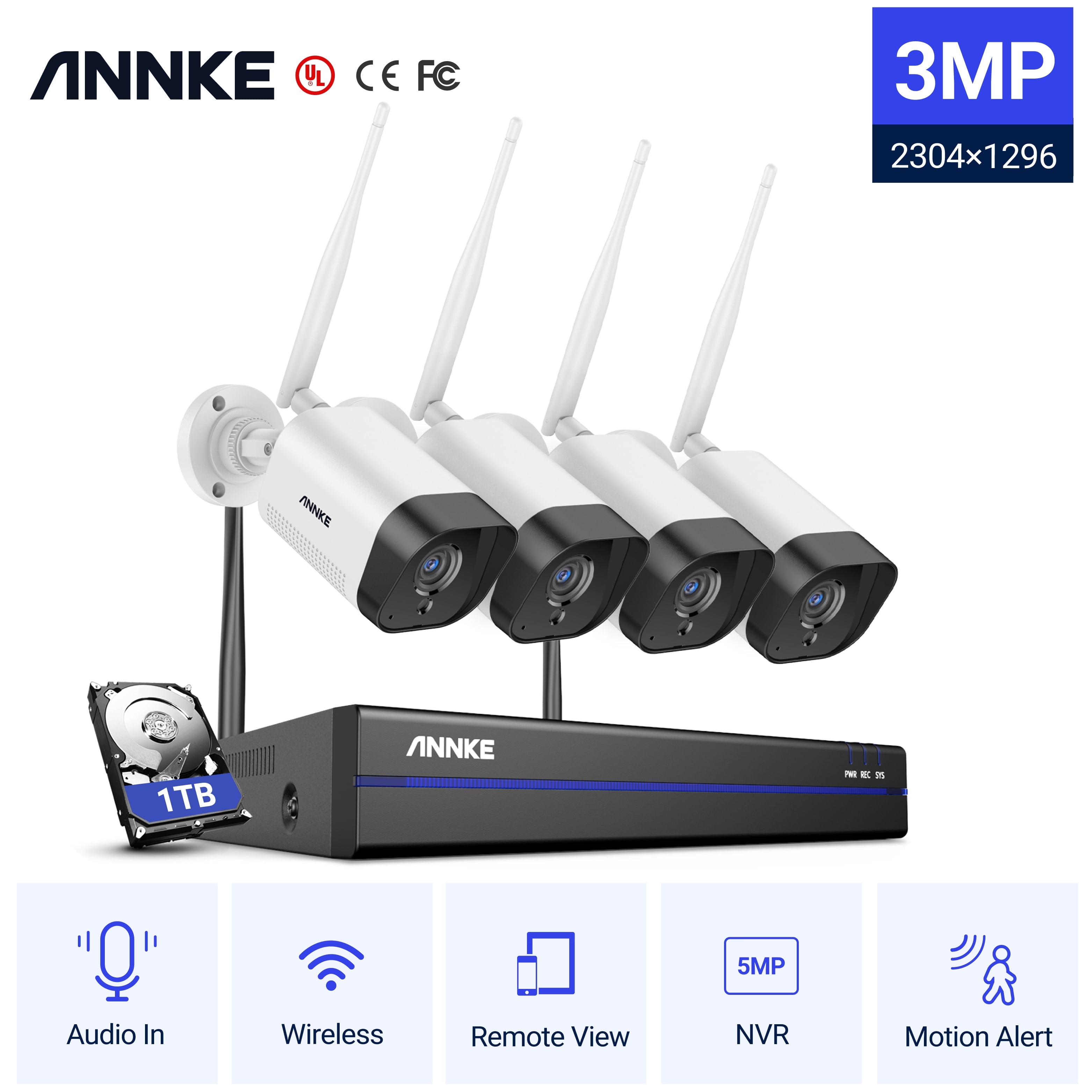 ANNKE 3MP Wireless Security Camera System, 8 Channel 5MP WiFi NVR with ...