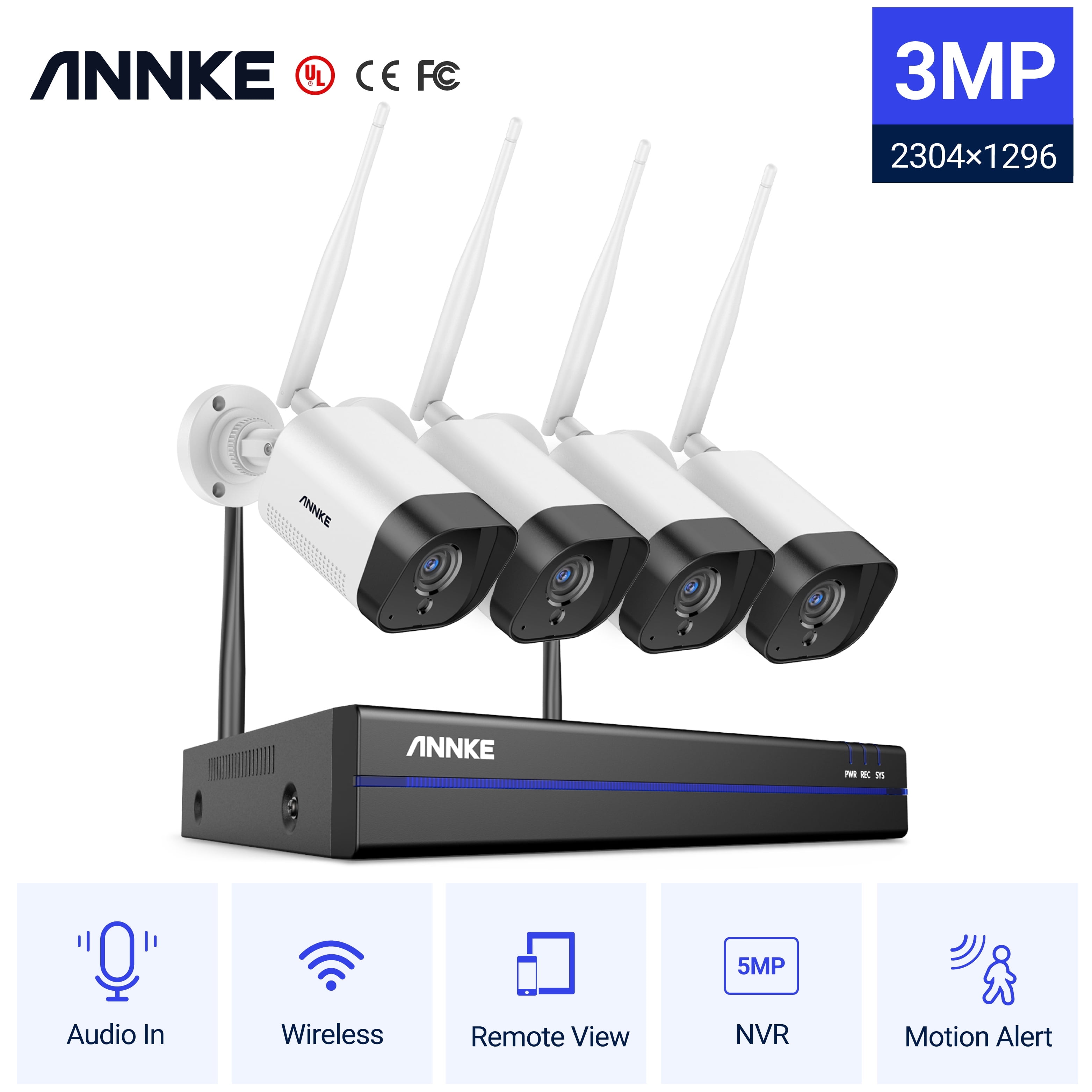 ANNKE 3MP Wireless Security Camera System, 8 Channel 5MP WiFi NVR with ...