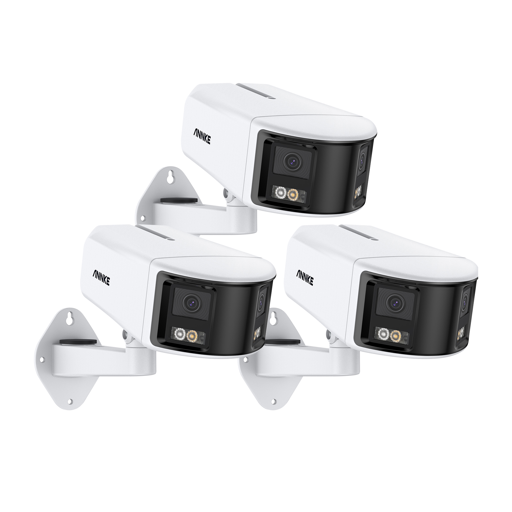 ANNKE 3Pcs Panoramic Outdoor PoE Dual Lens Security Camera, 6MP ...