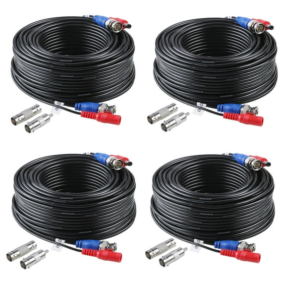 ANNKE 4 Pack 30M/100ft All-in-One Video Power Cables, BNC Extension ...