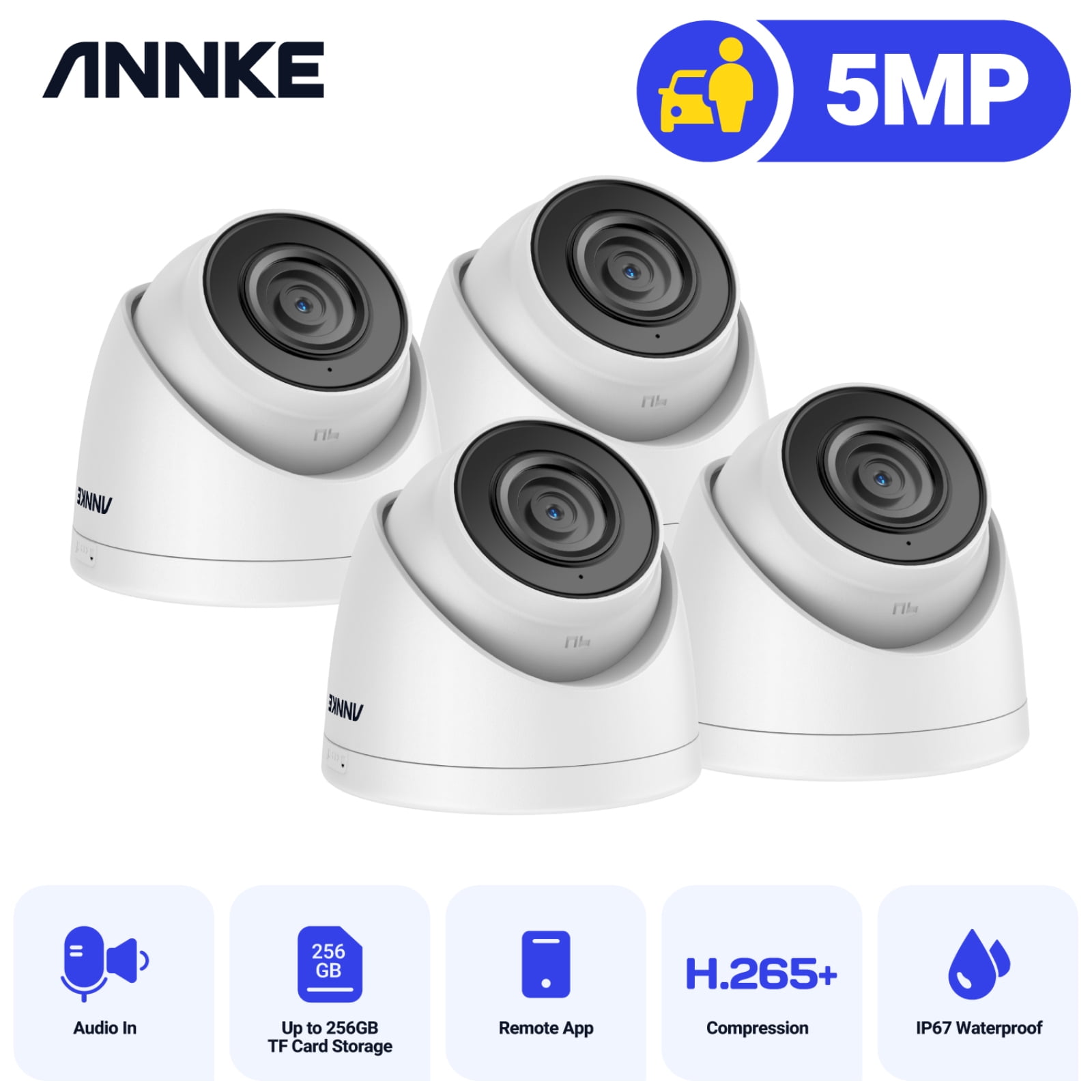 ANNKE 4-Pack 3K Ultra HD PoE IP Security Camera AI Human Vehicle ...