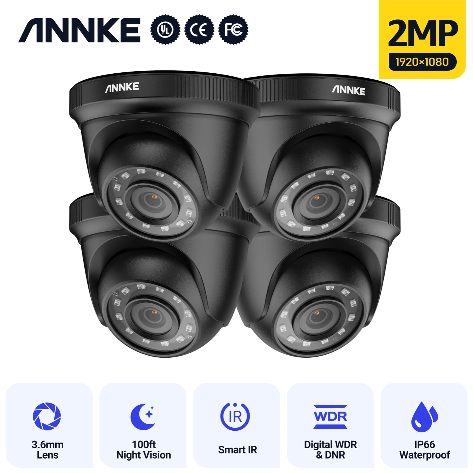 ANNKE 4pcs 1080P HD Outdoor Security Camera 2MP Video Surveillance ...