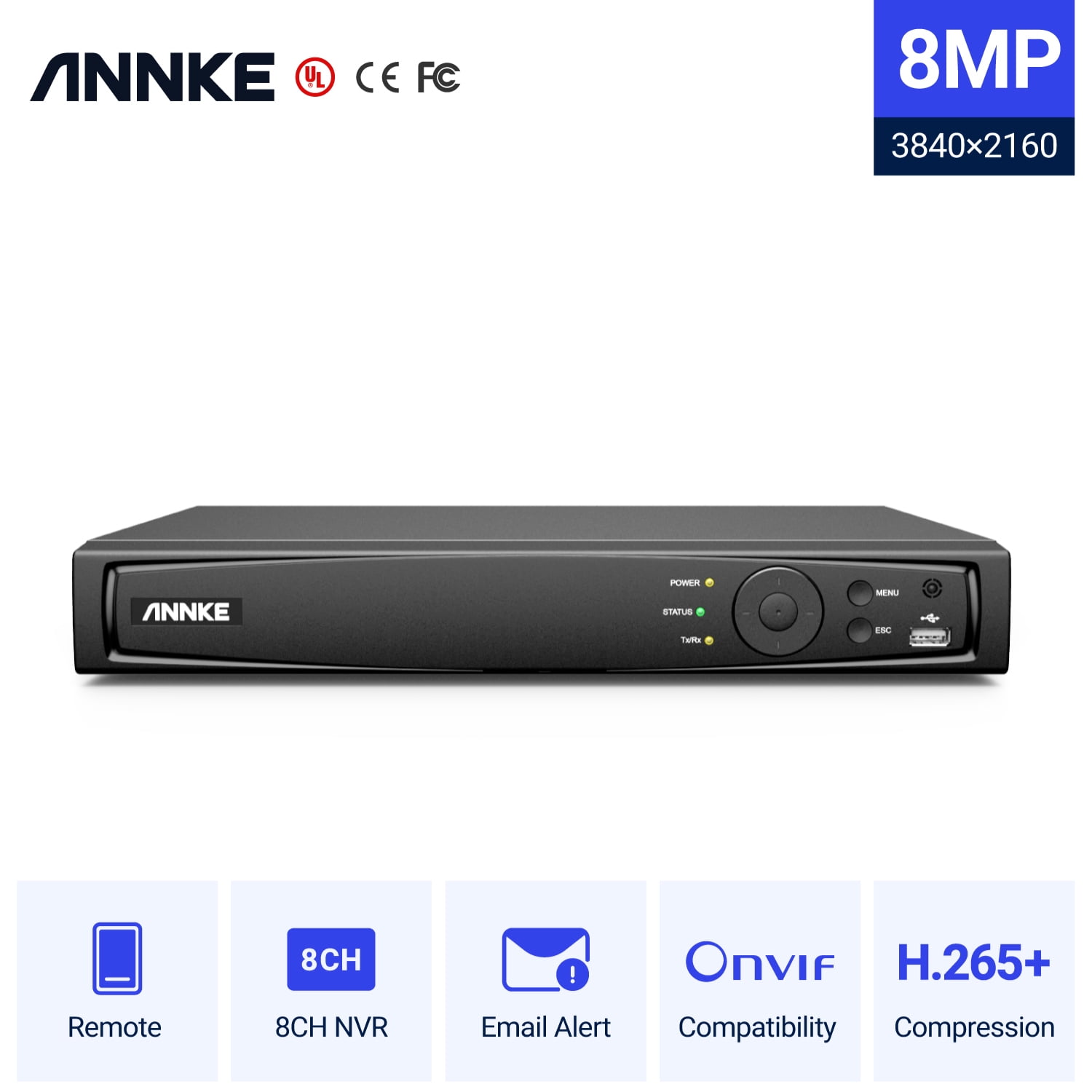 ANNKE 4K 8 Channel Network Video Recorder for POE Security Camera ...