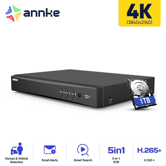 ANNKE 4K 8CH DVR Security Camera System, H.265+ 8 Channel Hybrid 5-in-1 ...